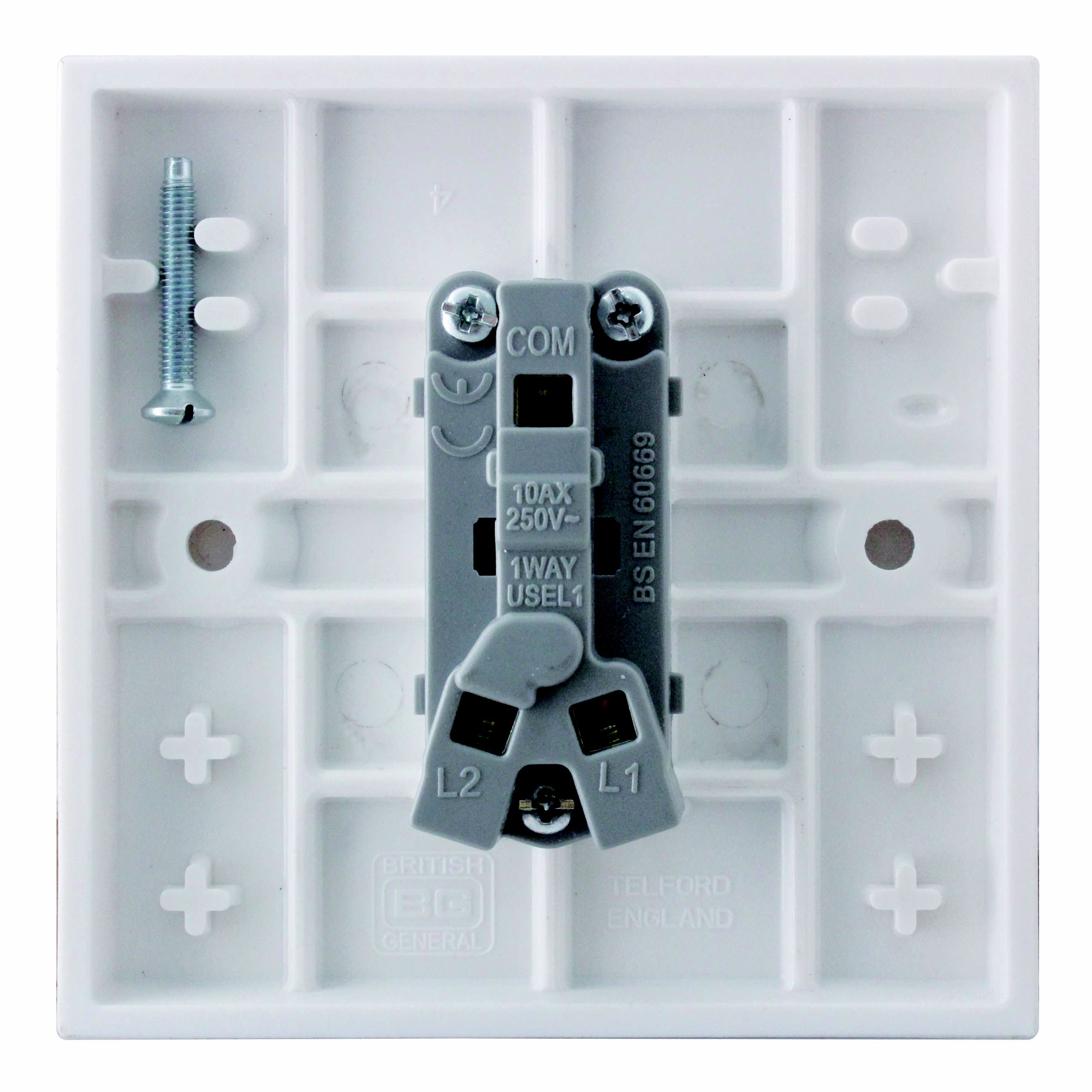 British General 10A Raised square Control switch White Without indicator