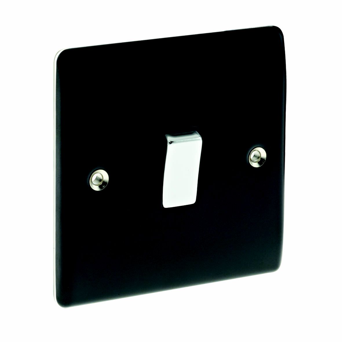 British General 10A Single Raised slim Intermediate switch Black