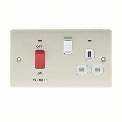 British General Cream Cooker switch & socket & White inserts | DIY at B&Q