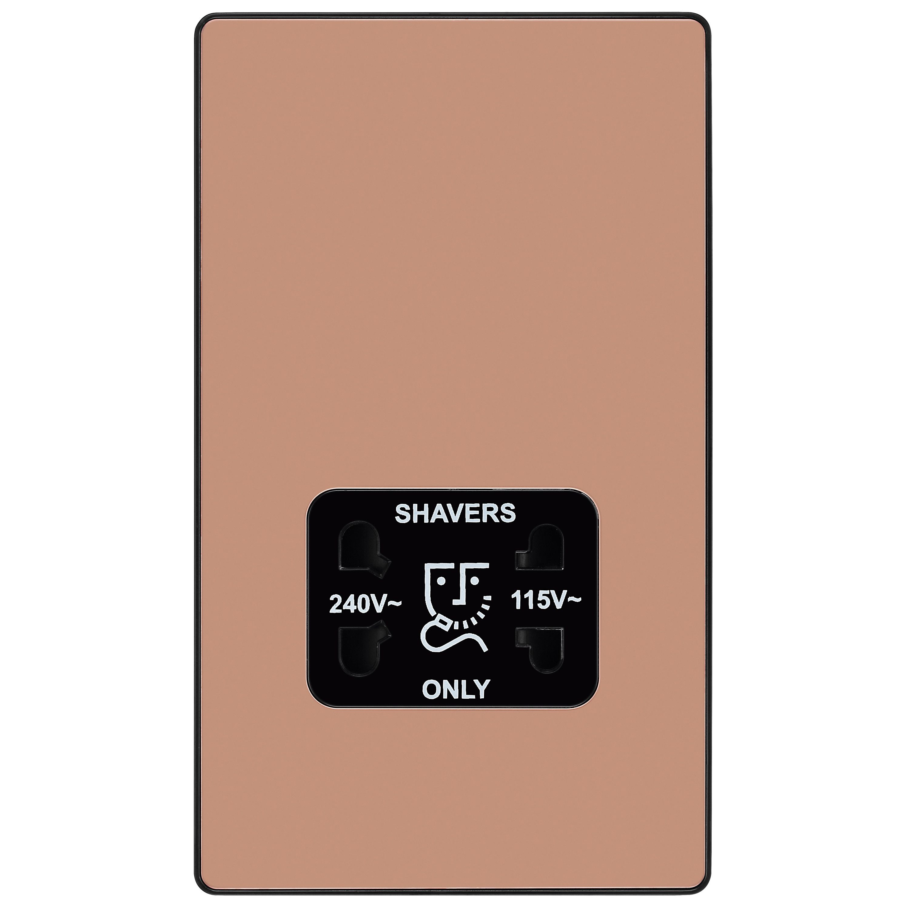 British General Double Raised slim Screwless Shaver socket Gloss Copper ...