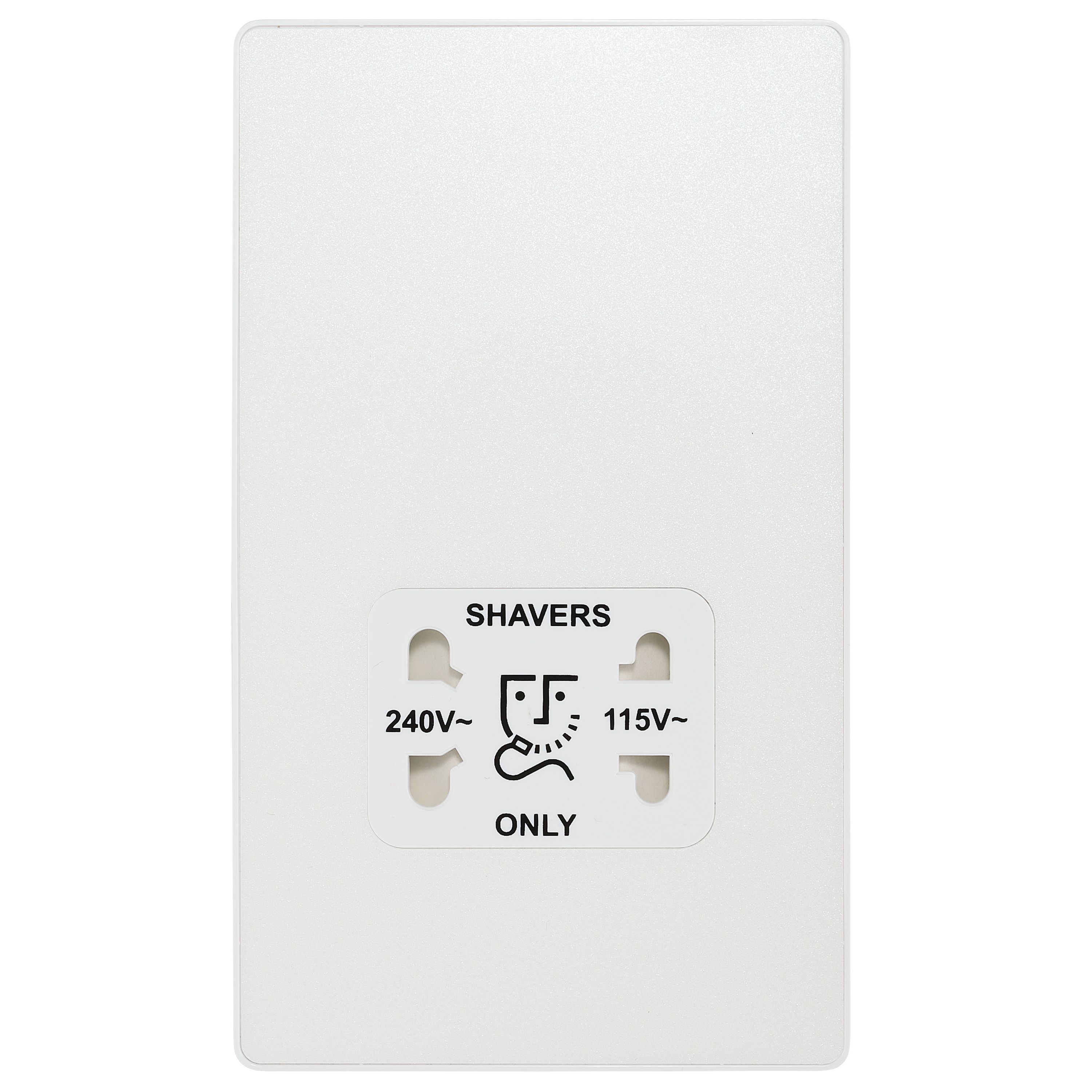 British General Double Raised slim Screwless Shaver socket Gloss White ...