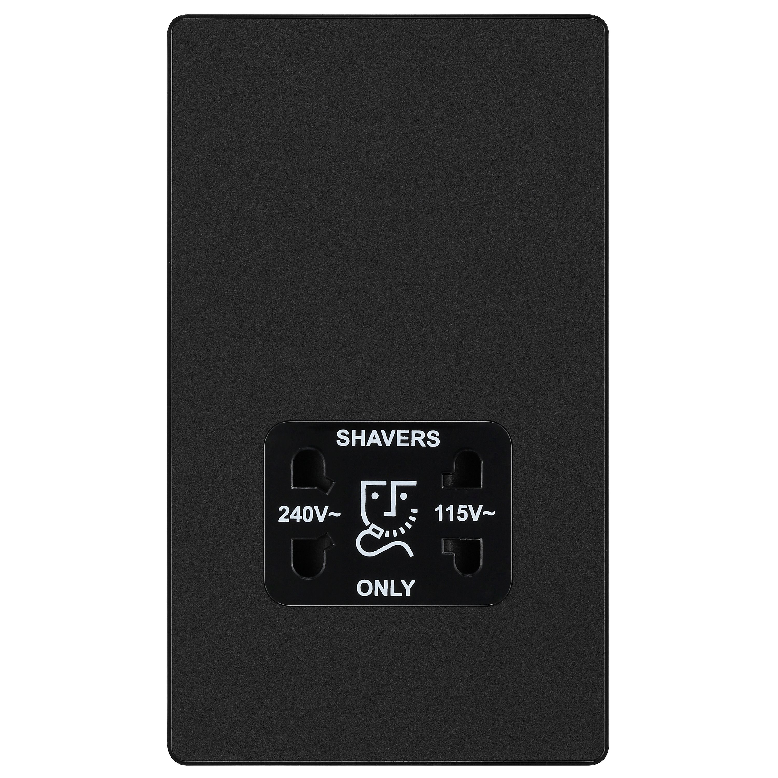 British General Double Raised slim Screwless Shaver socket Matt Black ...