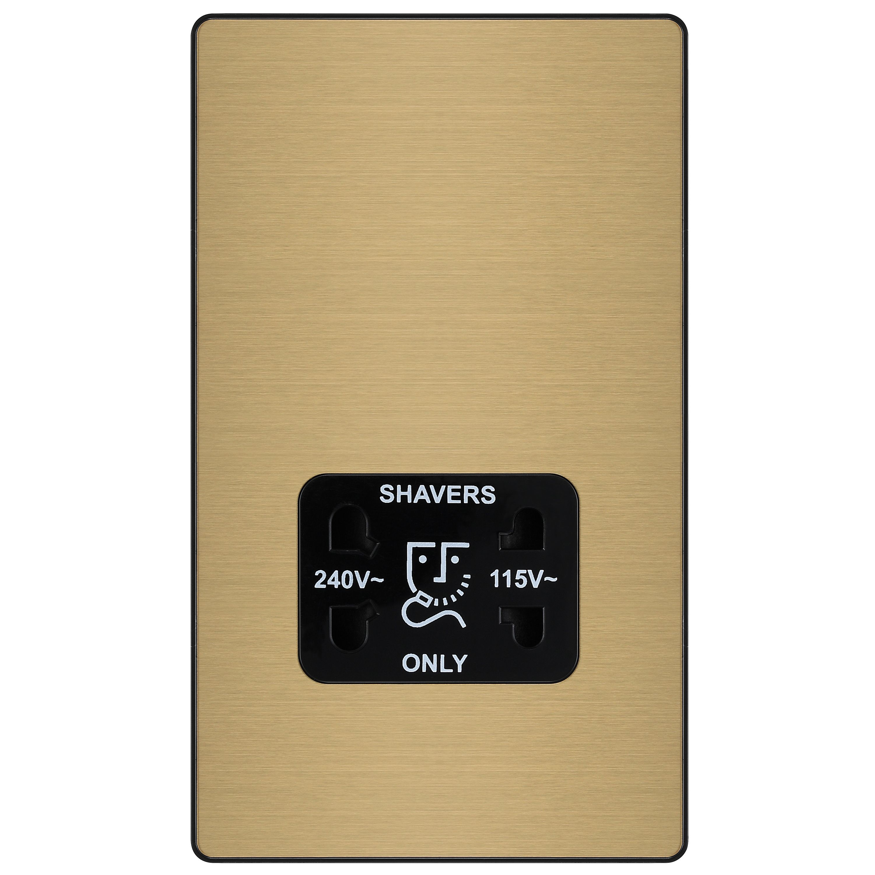 British General Double Raised slim Screwless Shaver socket Satin Brass ...