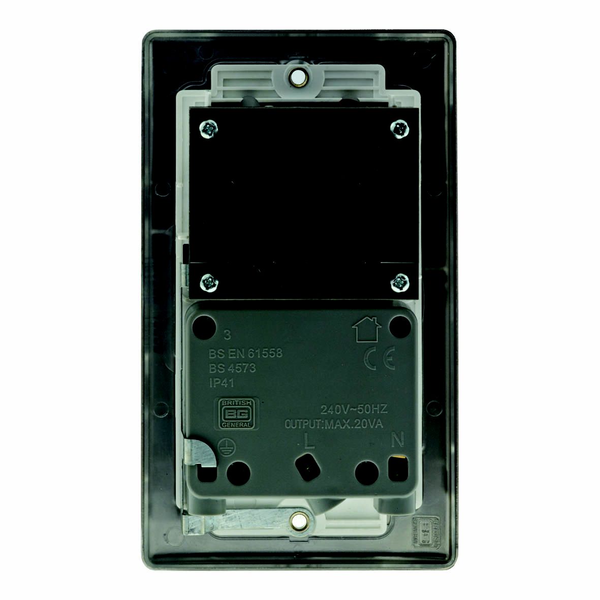 British General NBI20B Raised slim Shaver socket 230V Iridium effect