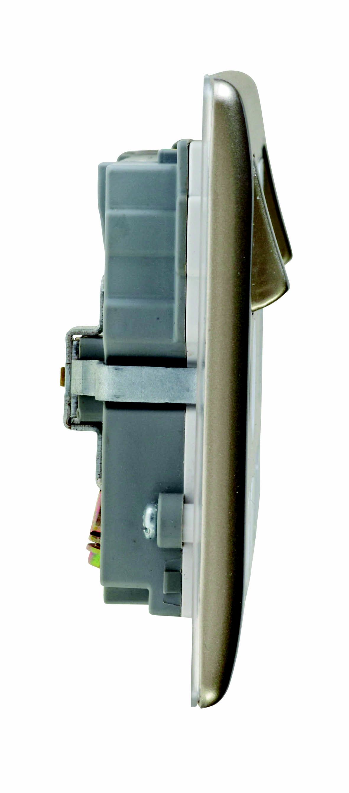 British General Raised slim Switched Socket with USB, x2 & White inserts