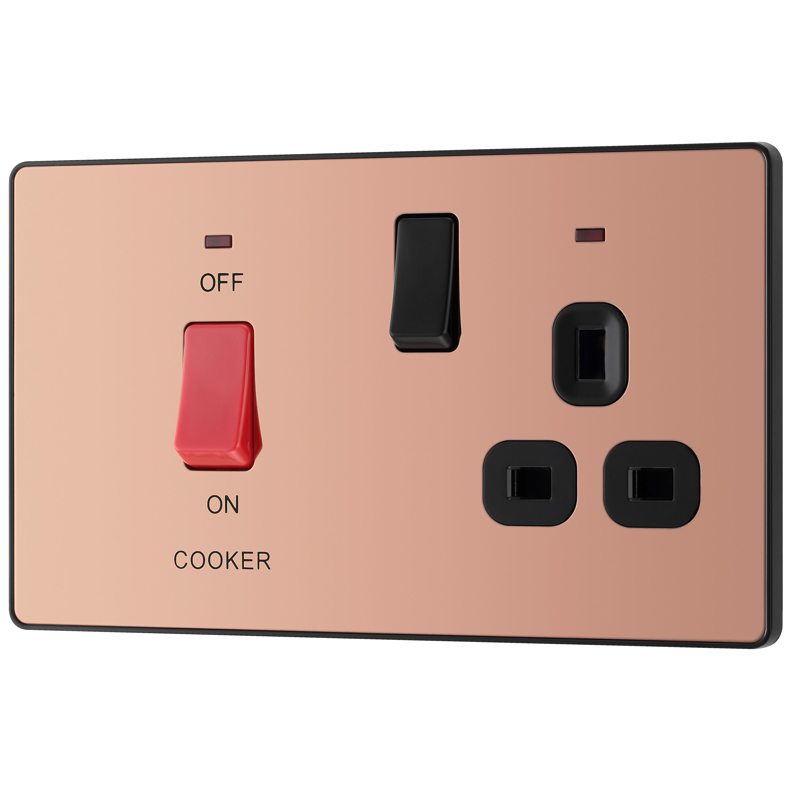 British General Screwless Gloss Copper Cooker switch & socket with neon ...