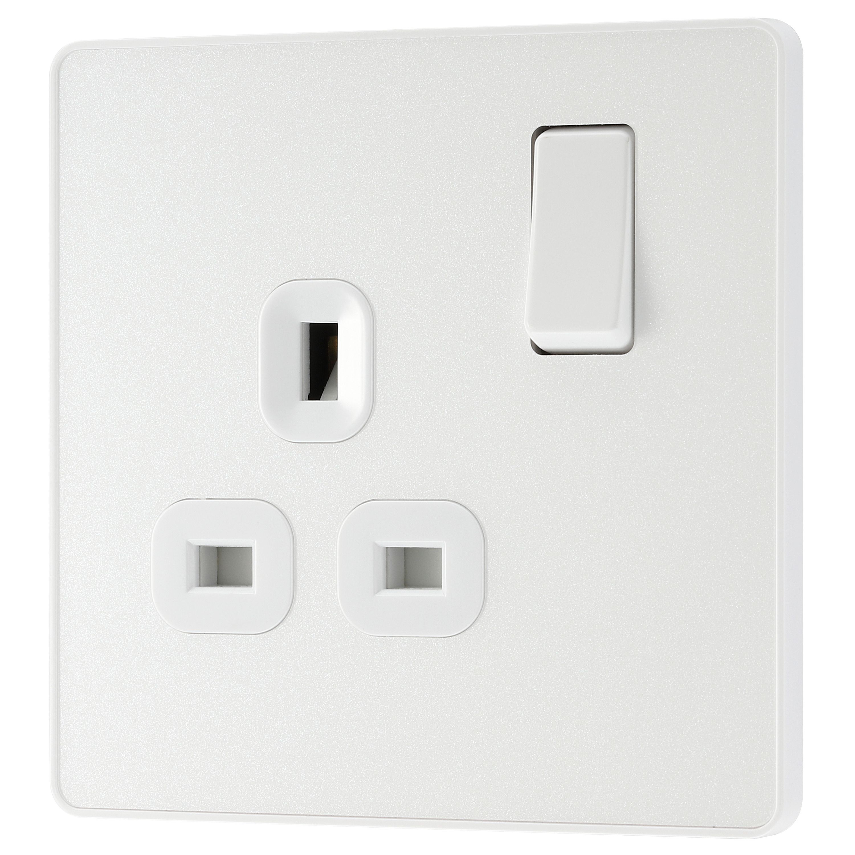 British General Single 13A White Switched socket & White inserts
