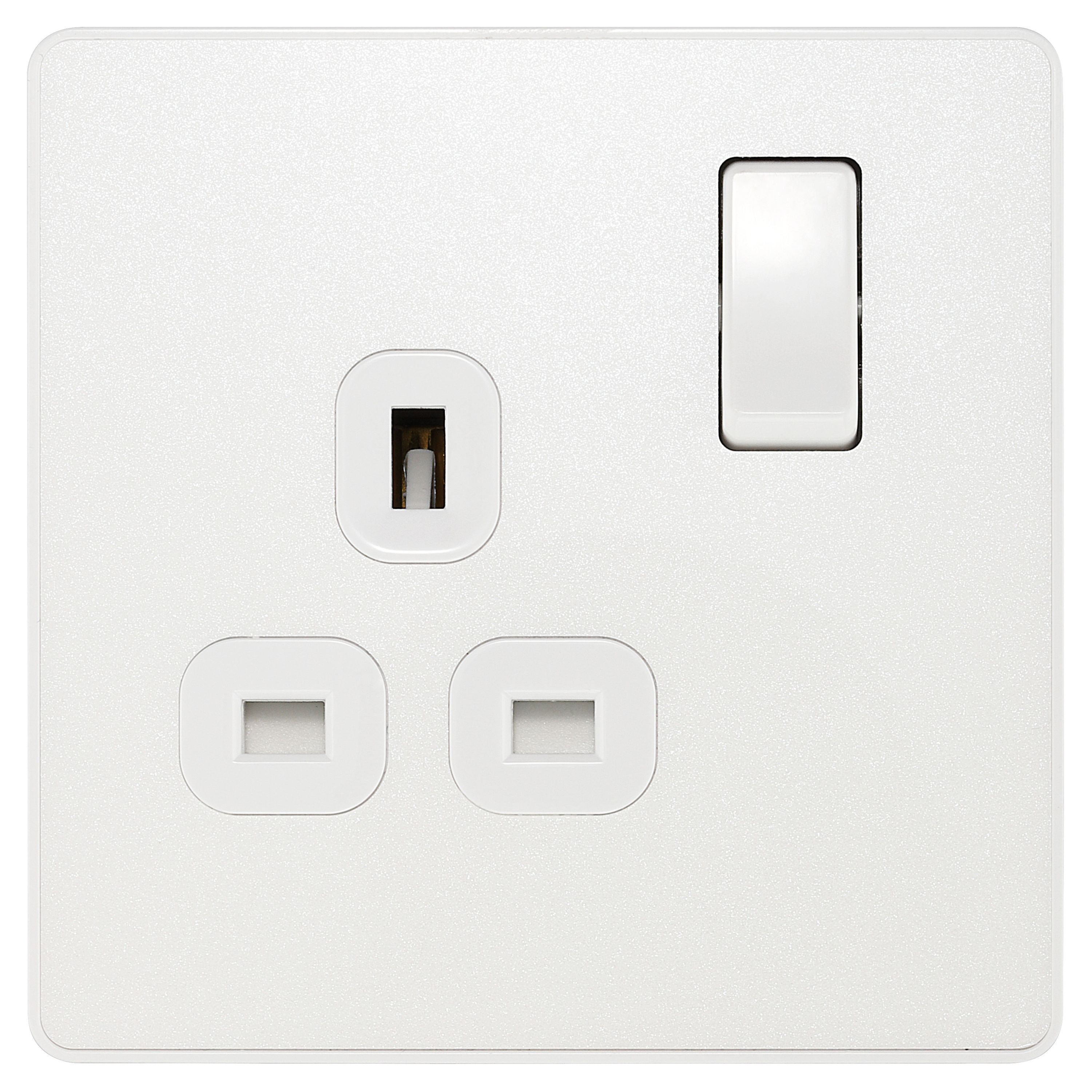 British General Single 13A White Switched socket & White inserts