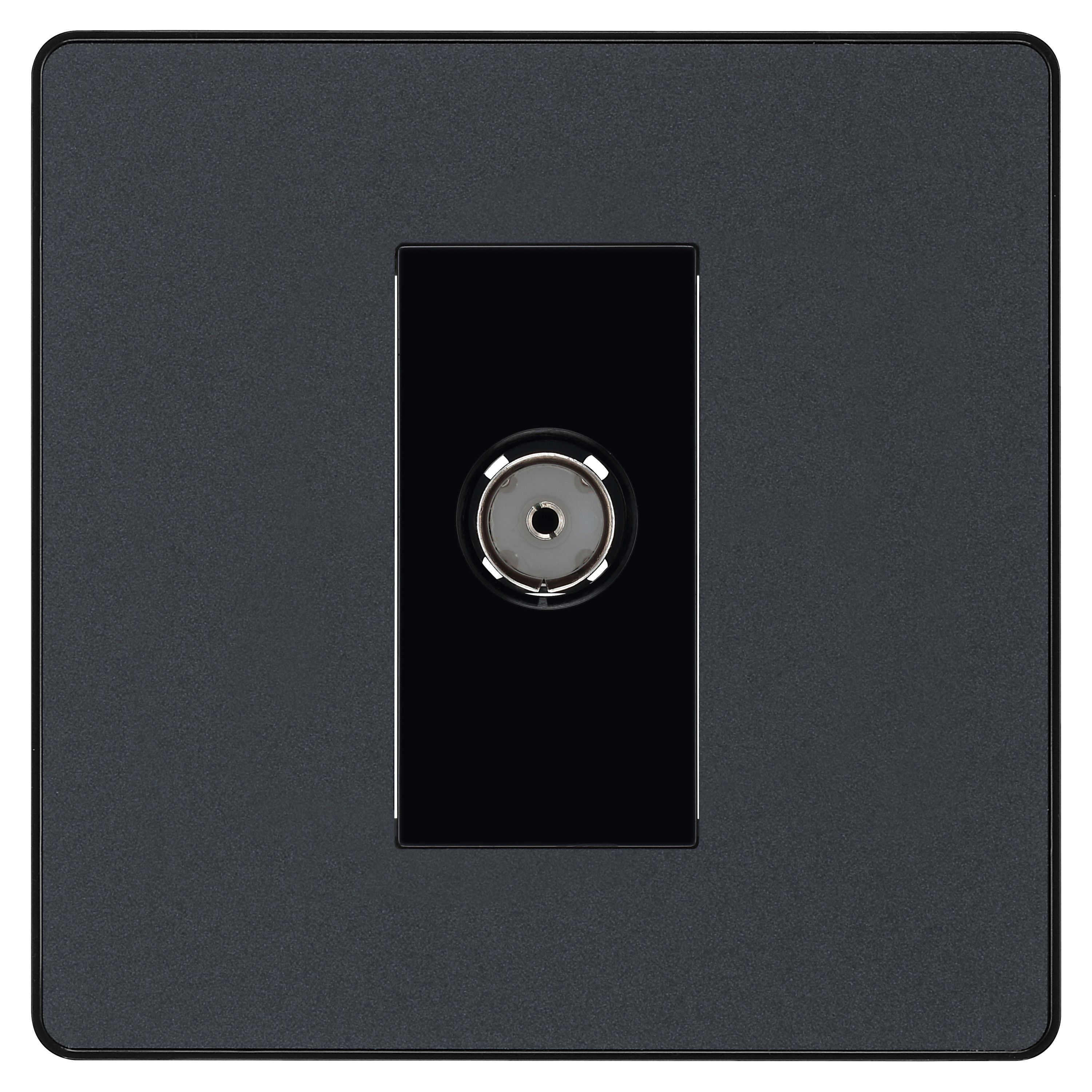 British General Single Screwless TV & radio socket Matt Grey | DIY at B&Q