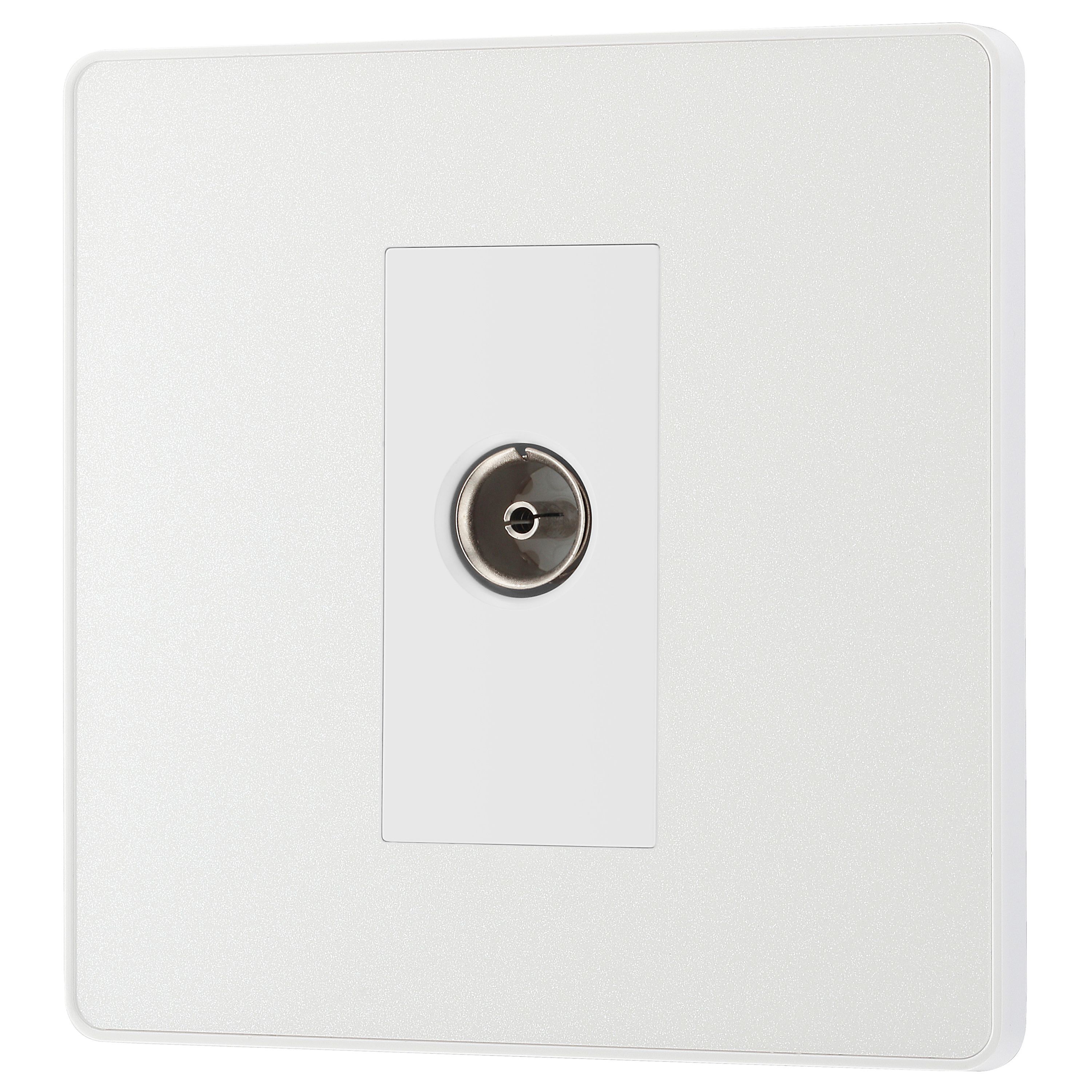 British General Single Screwless TV & radio socket Pearlescent white