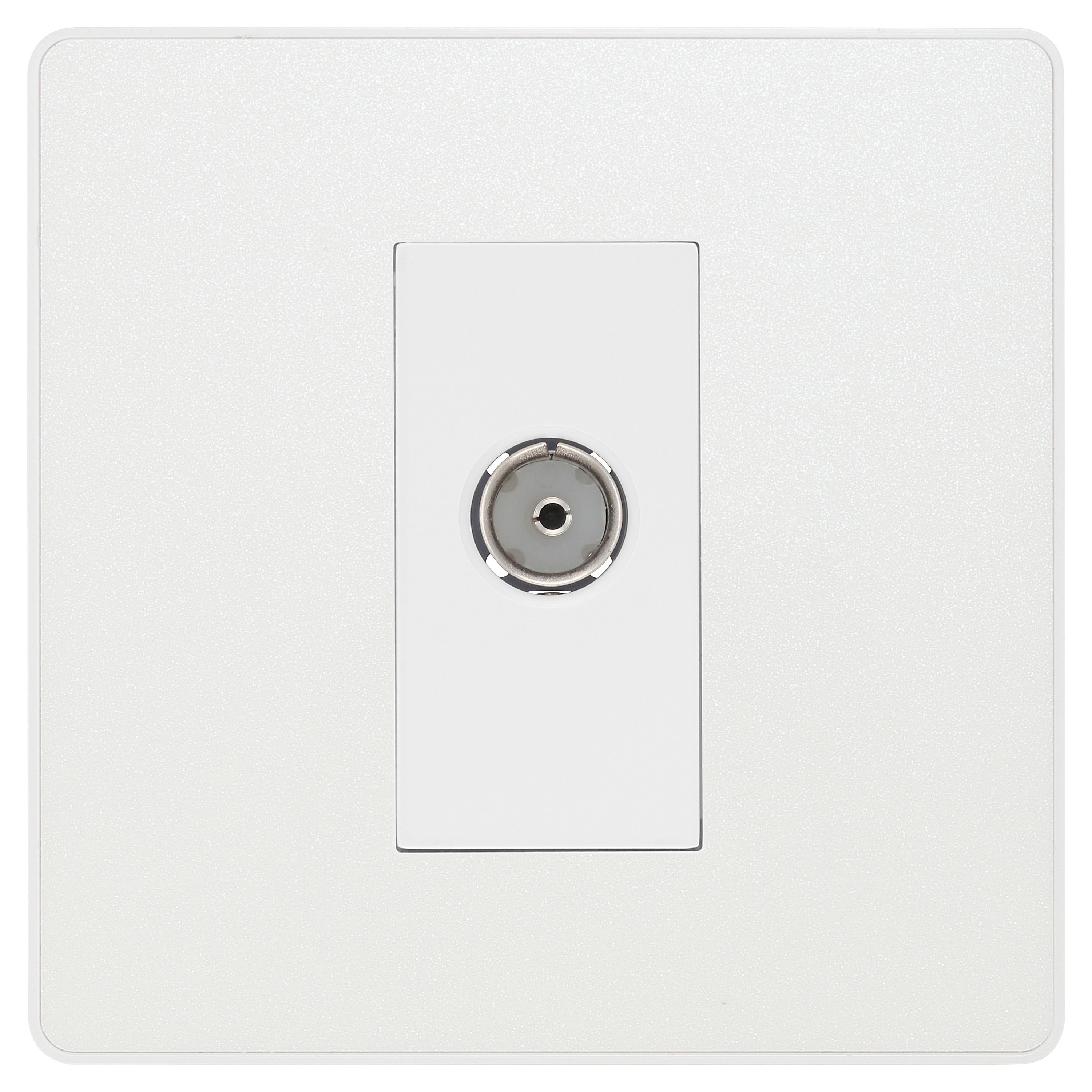 British General Single Screwless TV & radio socket Pearlescent white
