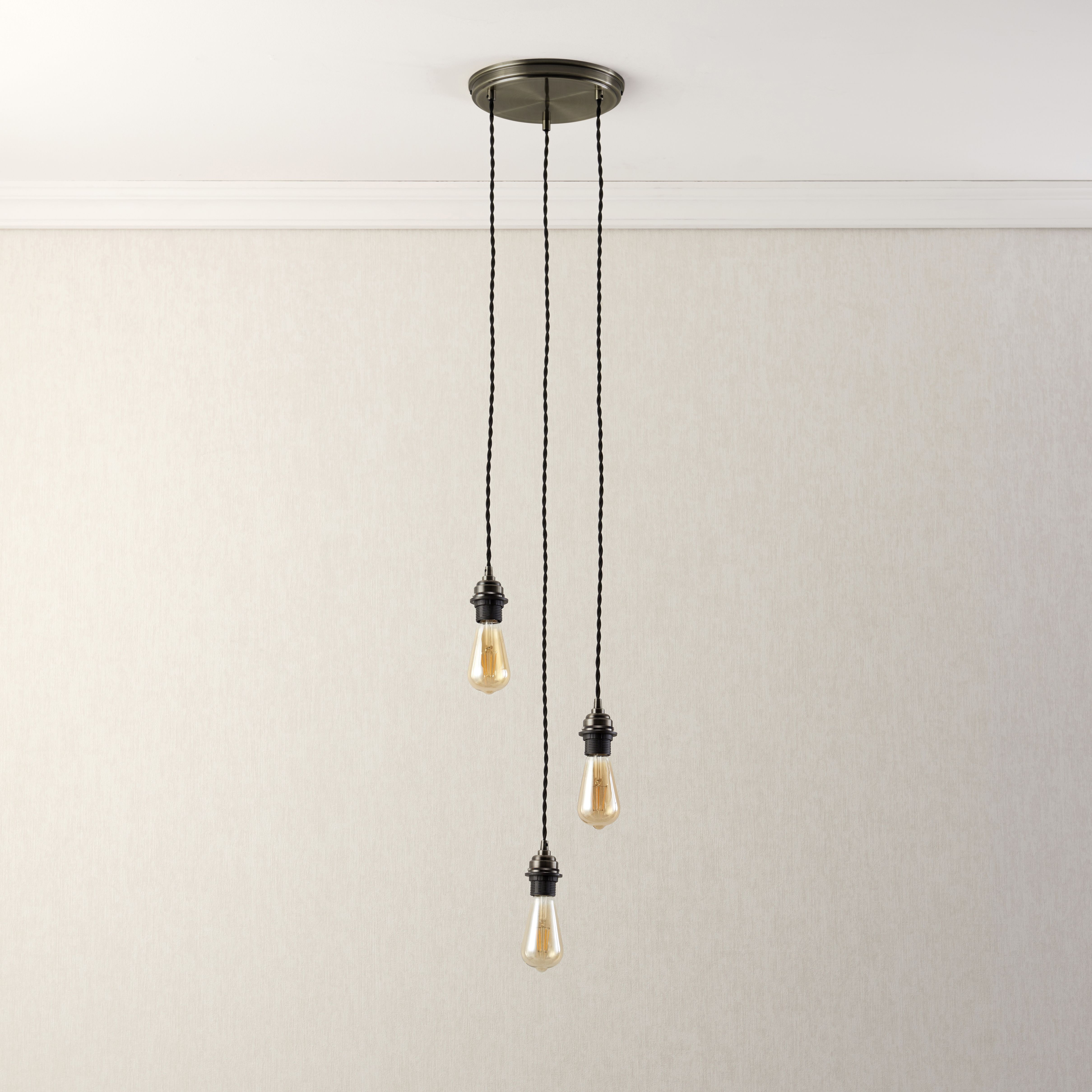 Bronze effect 3 light E27 Cable light set (L)1500mm