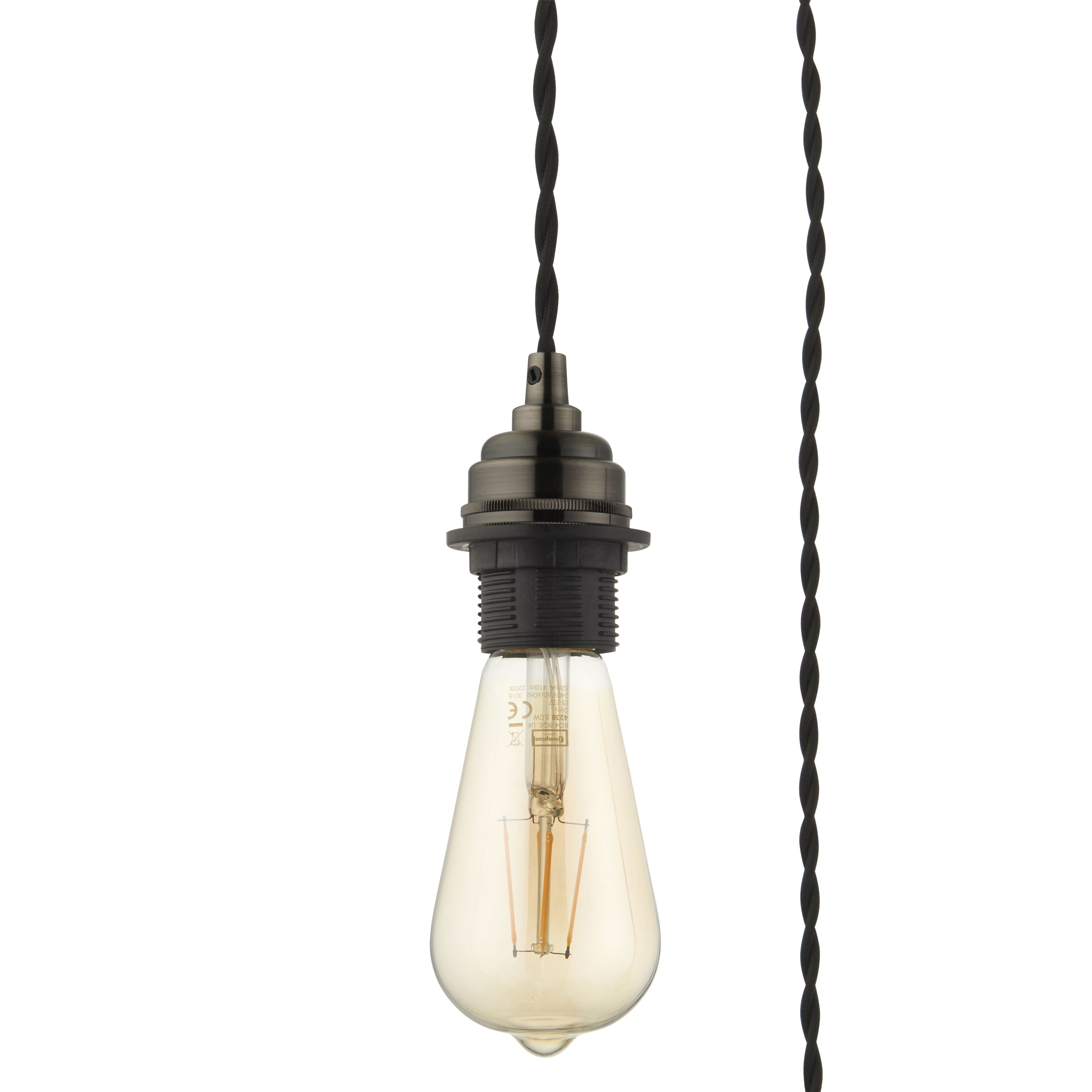 Bronze effect 3 light E27 Cable light set (L)1500mm
