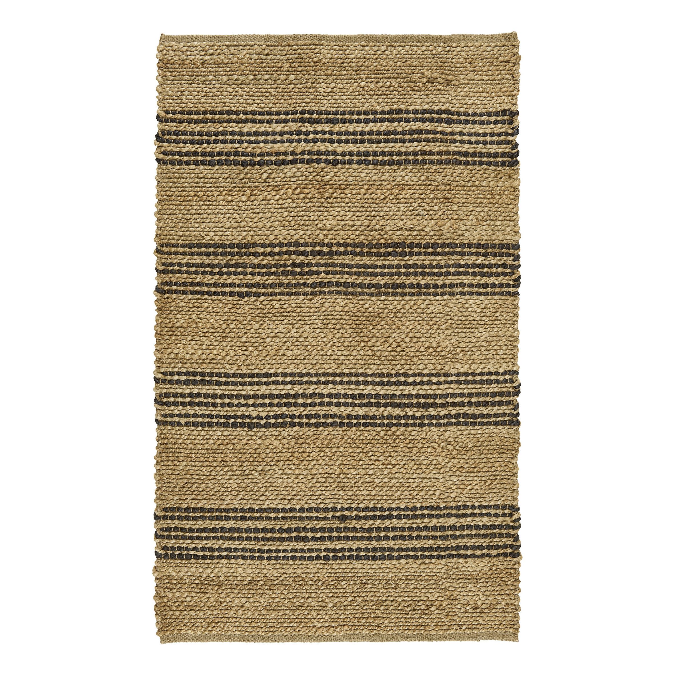 Brown Black Stripe Small Rug, (L)100cm x (W)60cm