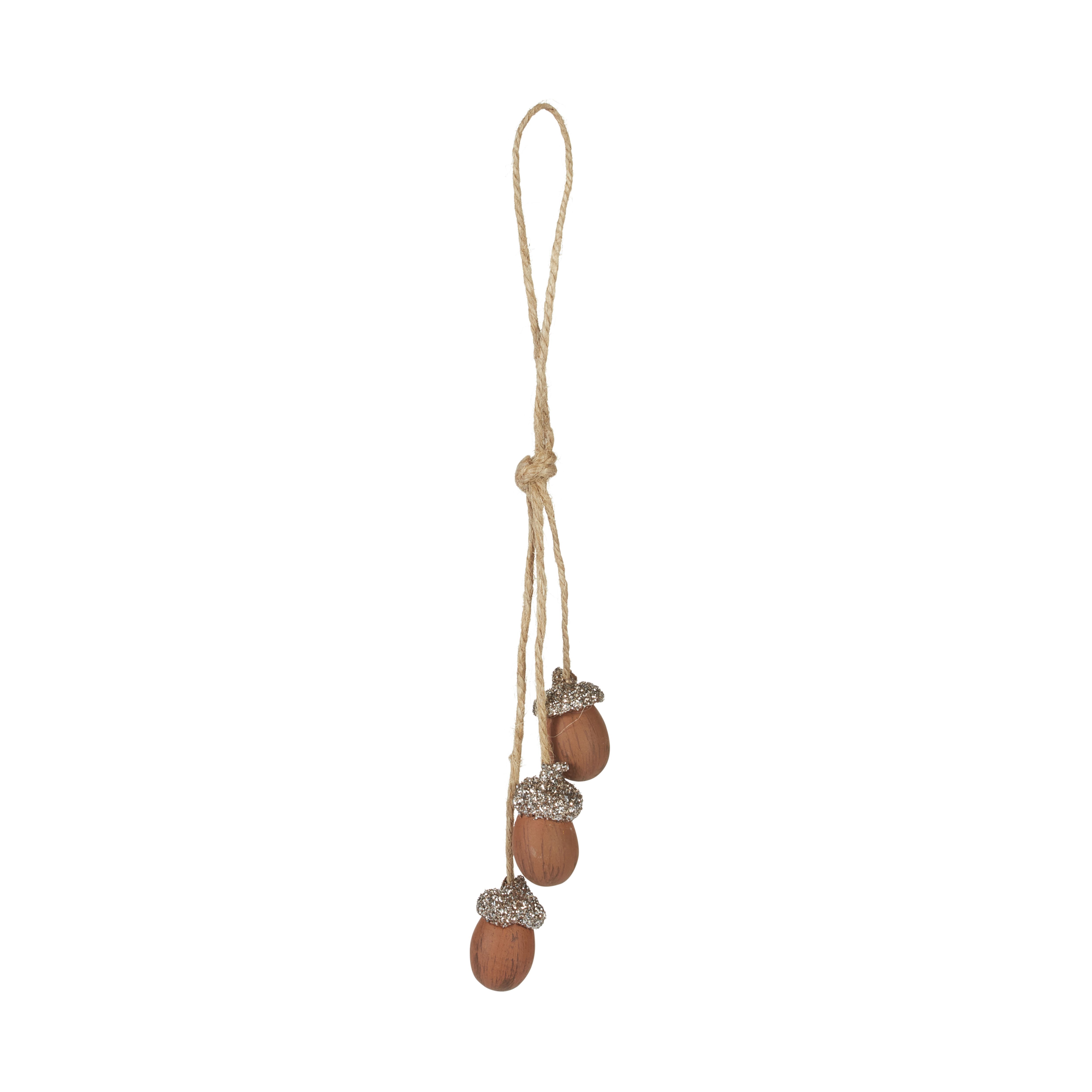 Brown Glitter effect Plastic Acorn Hanging ornament