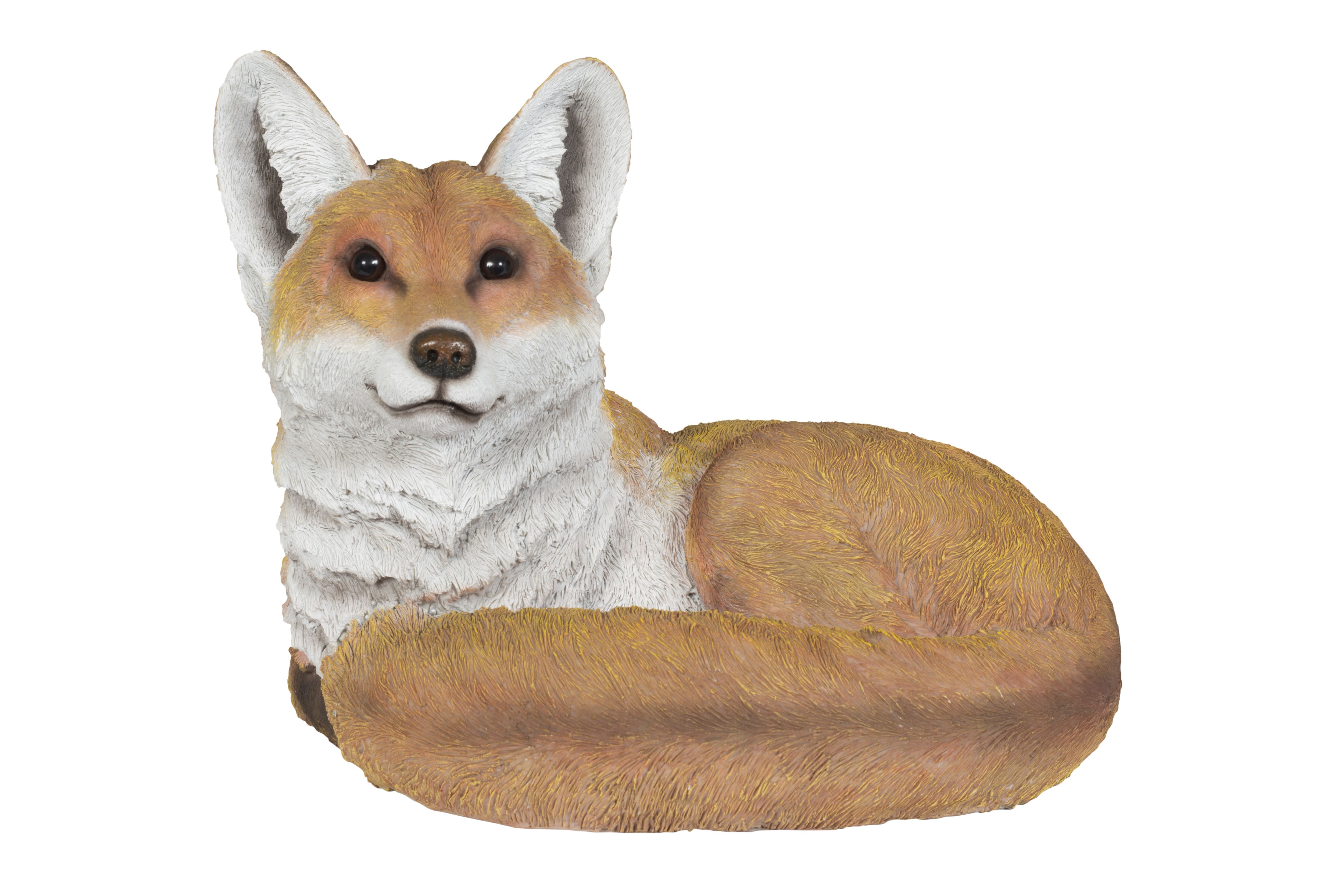 Brown, orange & white Resin Fox Garden ornament (H)30cm