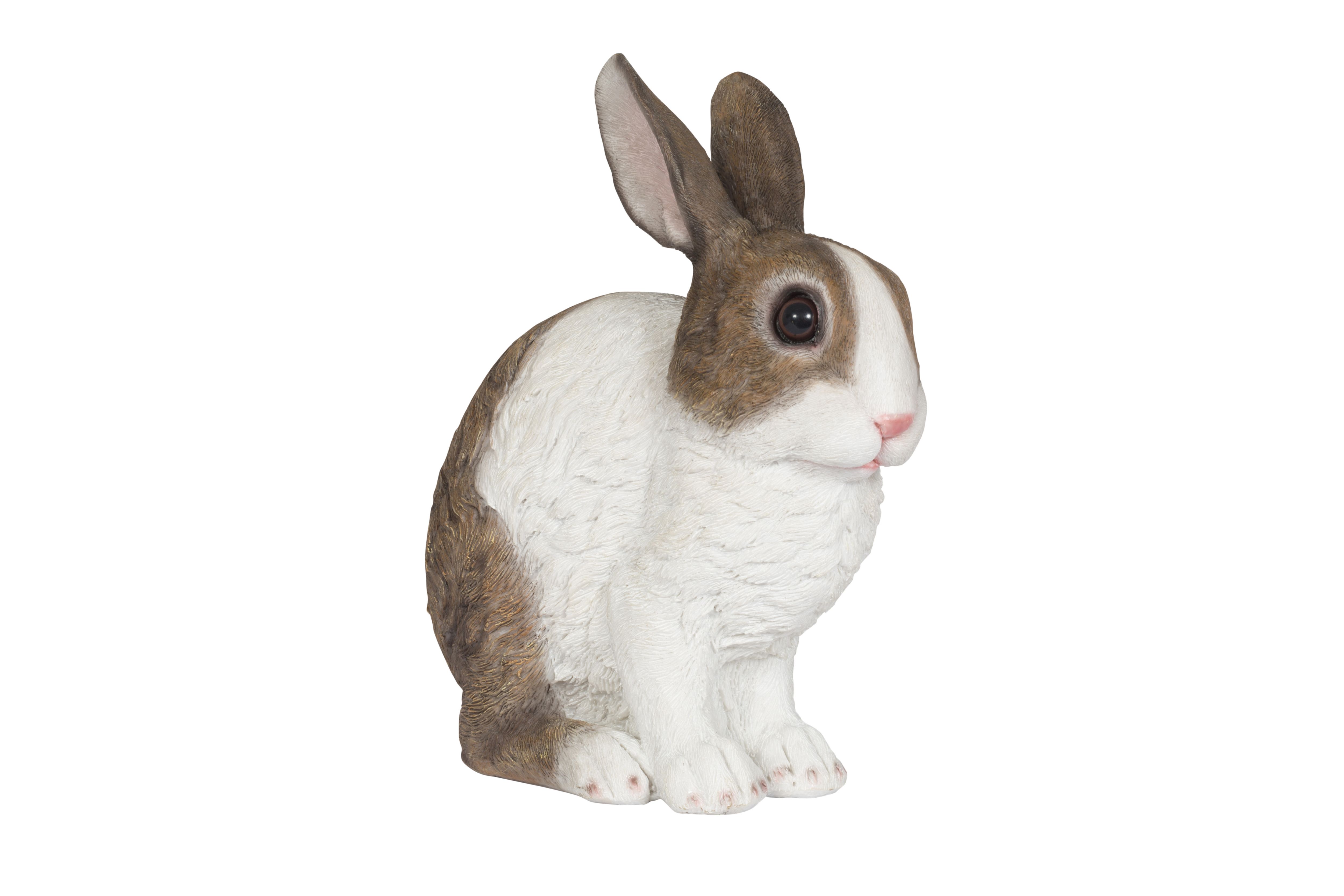 Brown & white Resin Crouching rabbit Garden ornament (H)26cm | DIY at B&Q