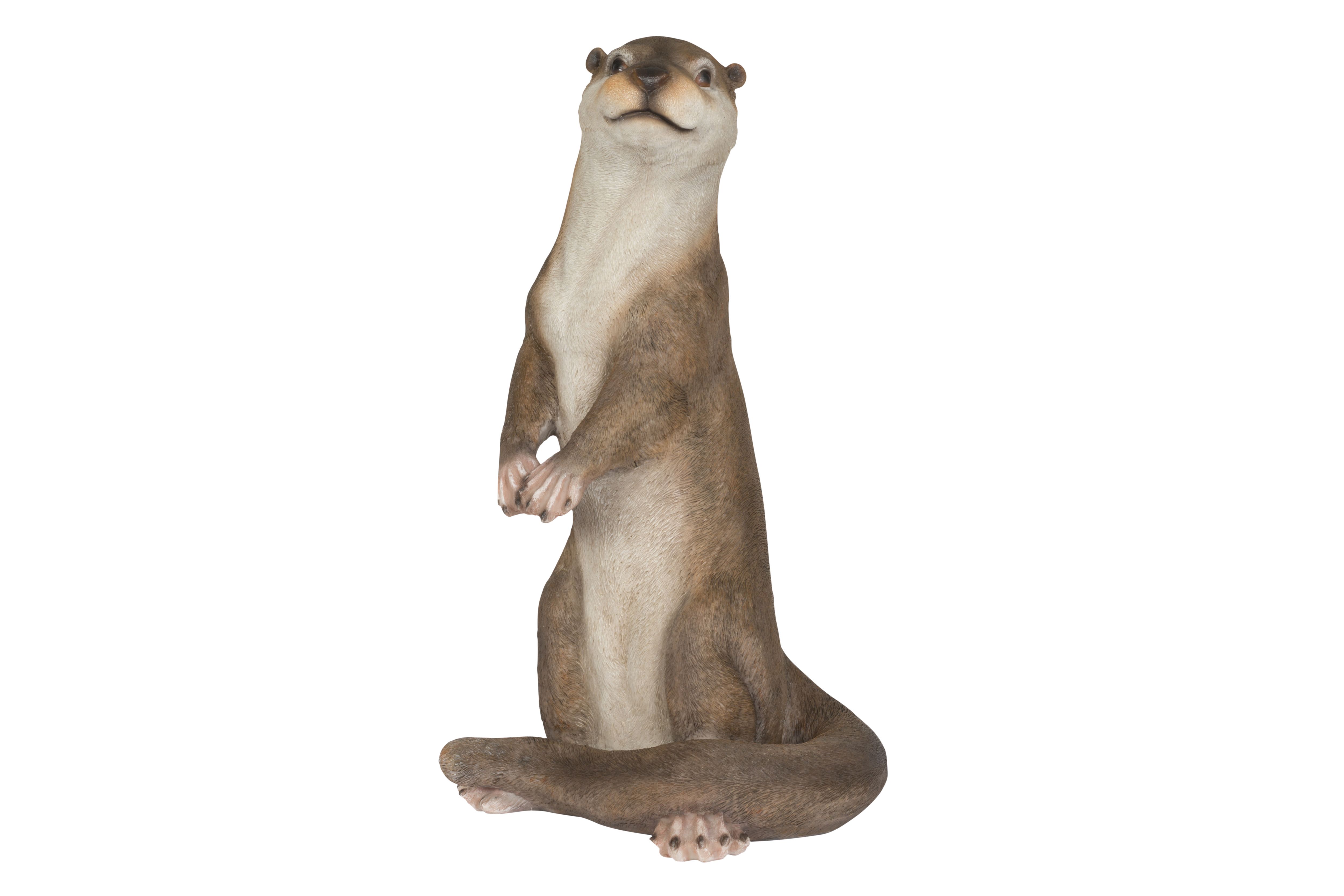 Brown & white Resin Otter Garden ornament (H)35cm | DIY at B&Q