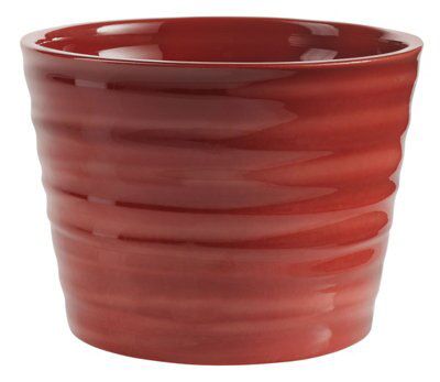 Brushed Red Ceramic Plant pot (Dia)14cm | DIY at B&Q