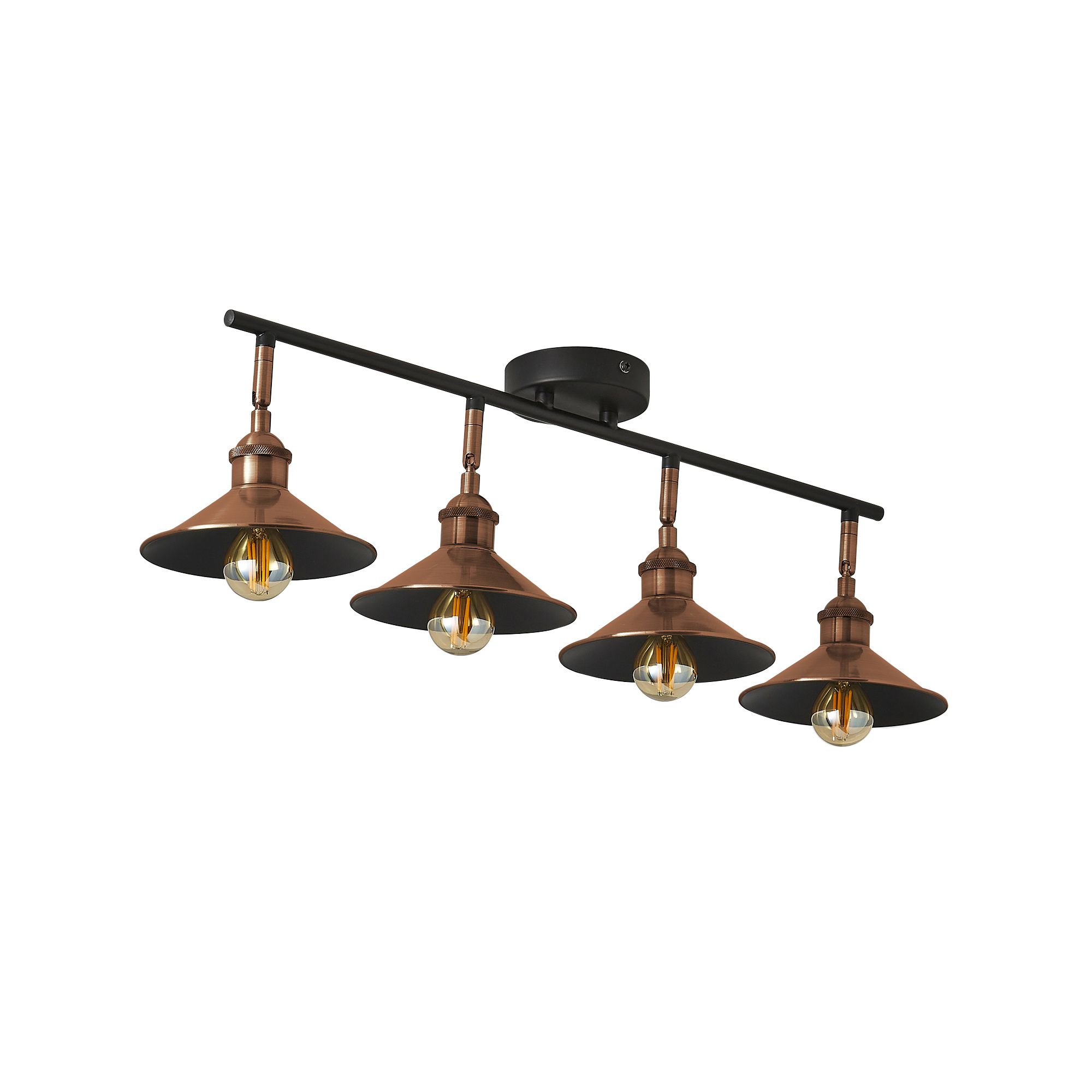 Bureau Satin Black Copper effect 4 Light Spotlight bar