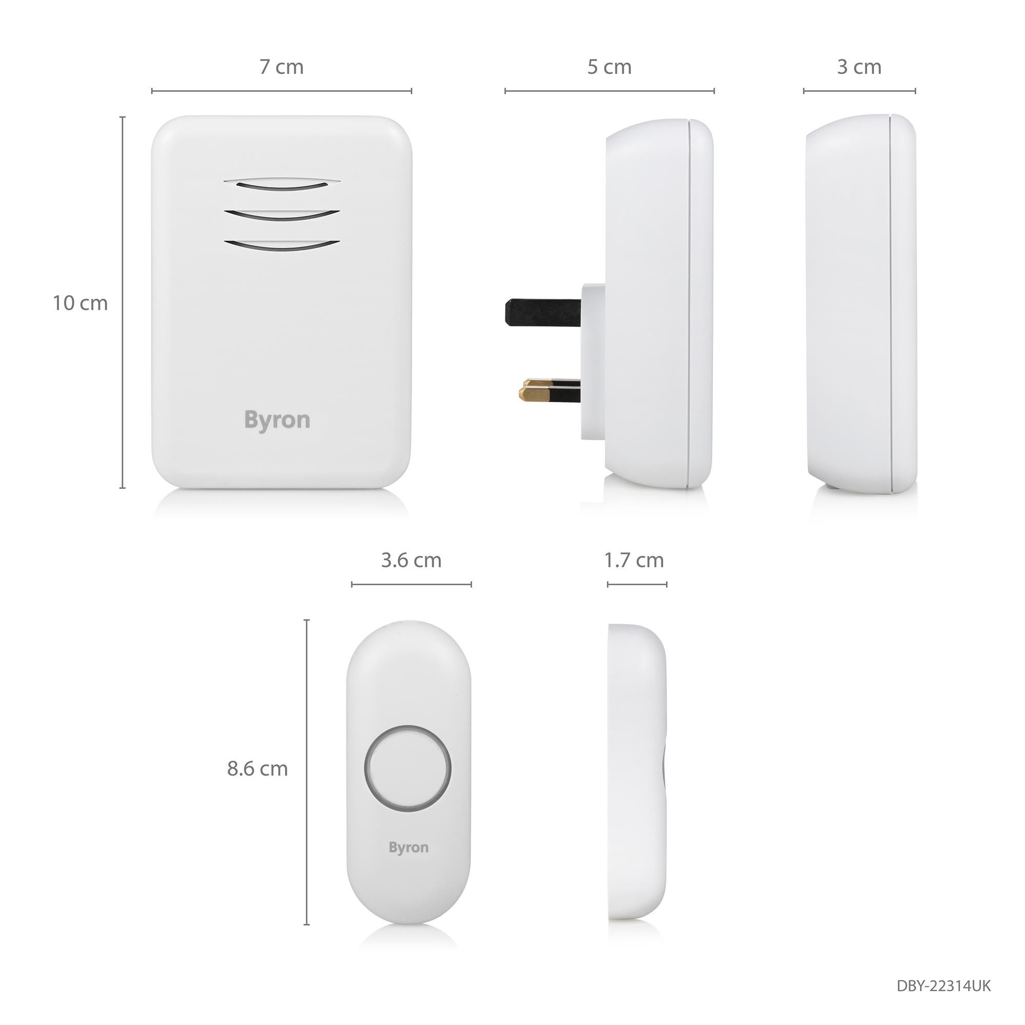 Byron 314 White Wireless Battery & mains-powered Door chime kit DBY ...