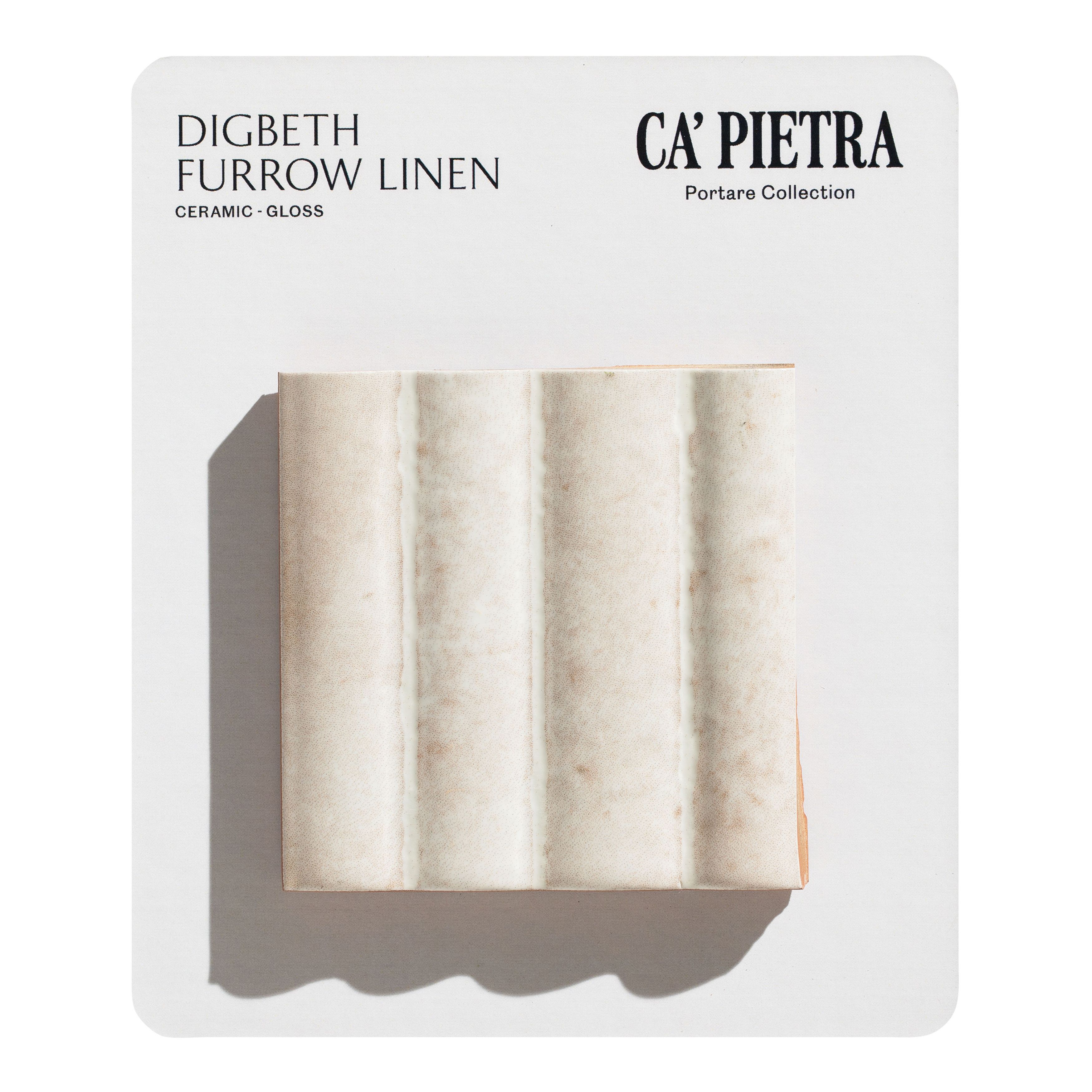 Ca’Pietra Digbeth Cream Gloss Furrow Metallic effect Embossed Ceramic ...