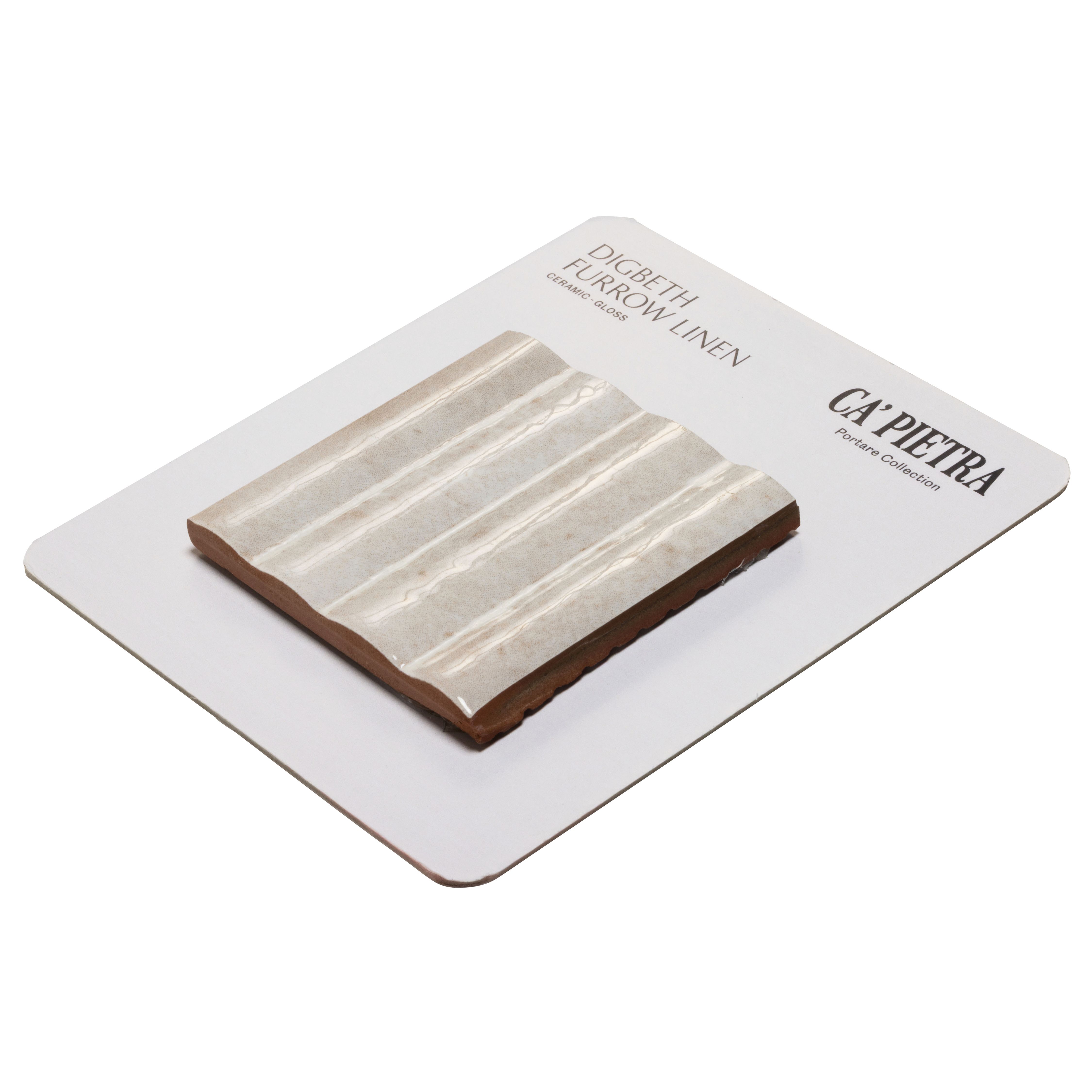 Ca’Pietra Digbeth Cream Gloss Furrow Metallic effect Embossed Ceramic ...