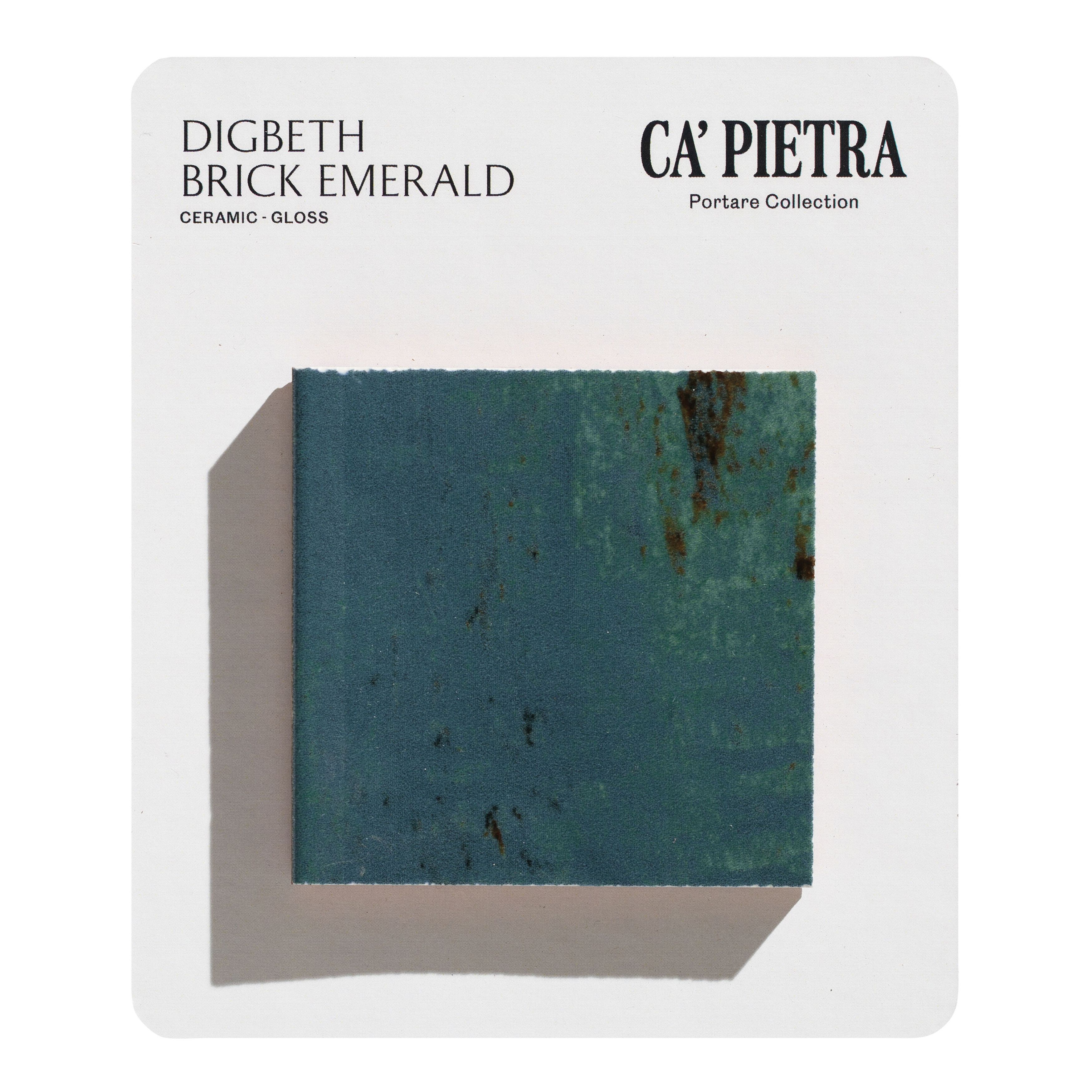 Ca’Pietra Digbeth Emerald Green & Blue Gloss Brick Metallic effect ...