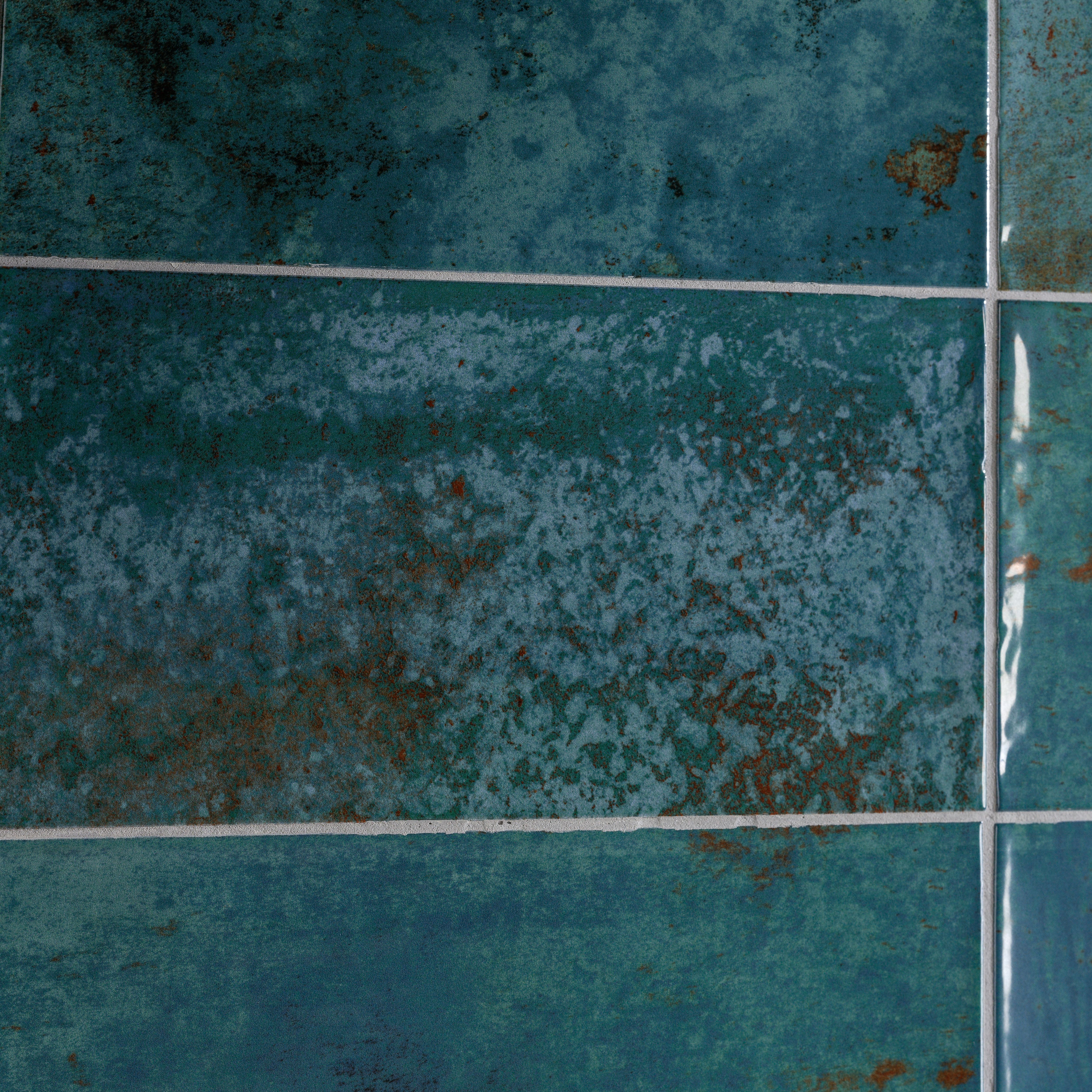 Ca’Pietra Digbeth Emerald Green & Blue Gloss Brick Metallic effect ...