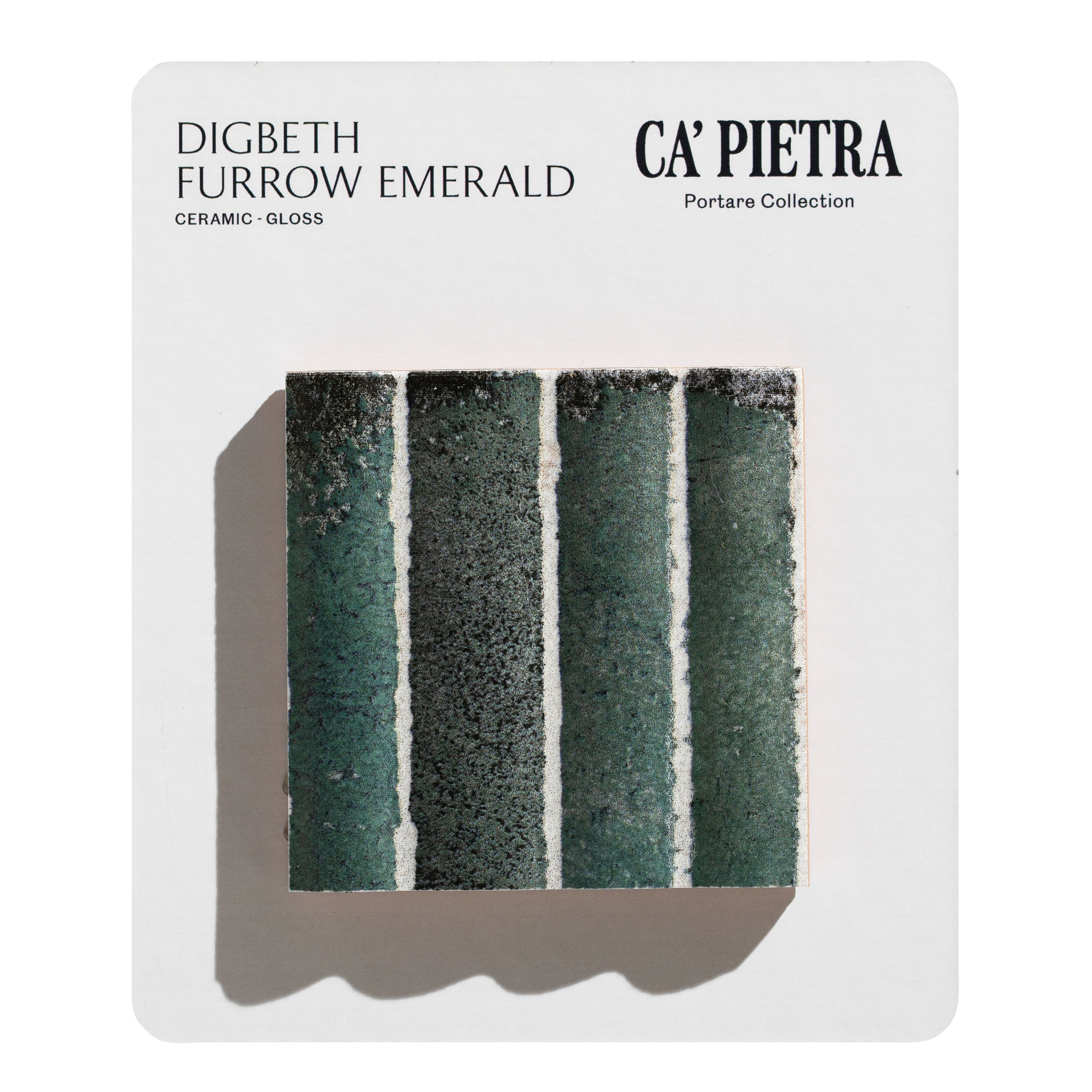 Ca’Pietra Digbeth Emerald Green & Blue Gloss Furrow Metallic effect ...