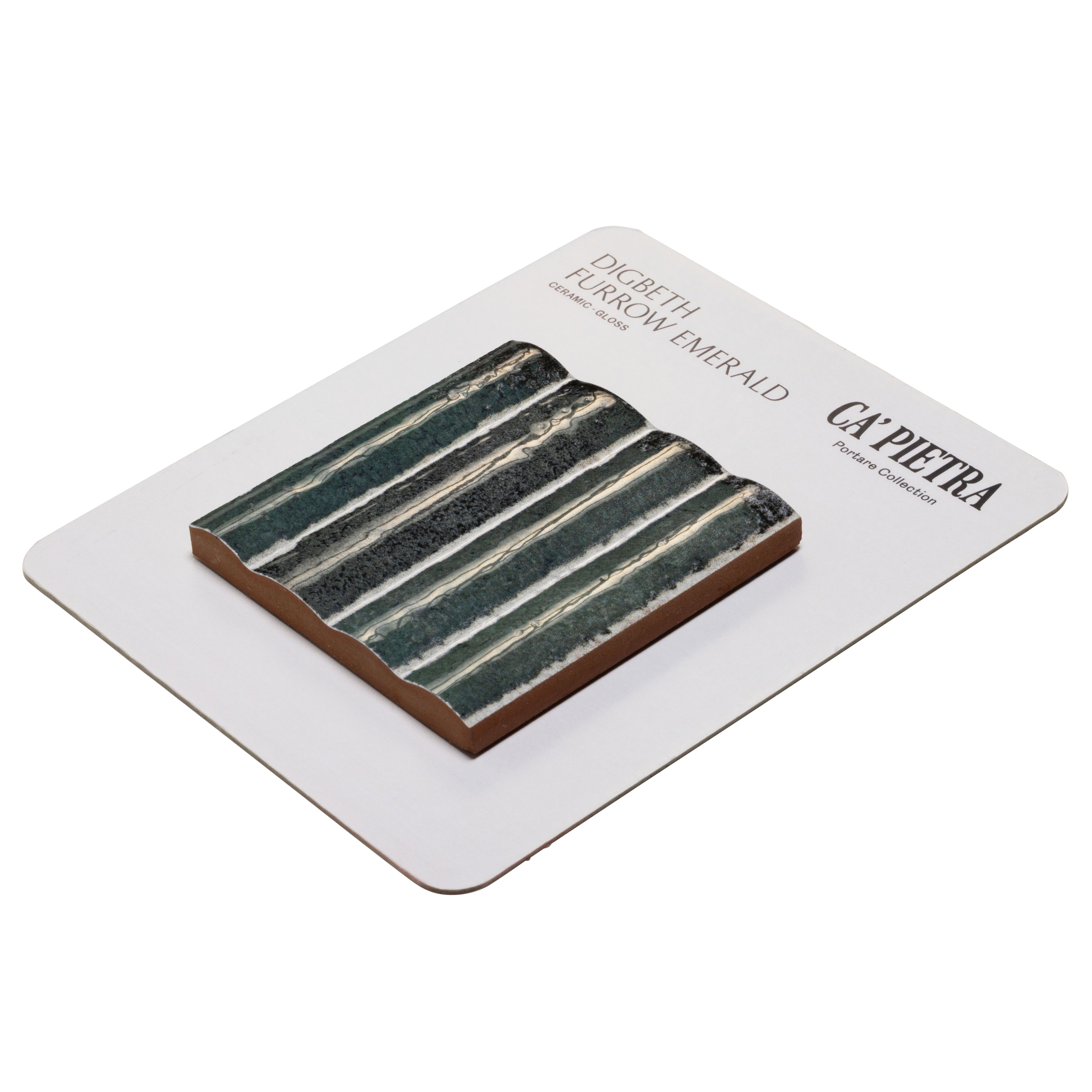 Ca’Pietra Digbeth Emerald Green & Blue Gloss Furrow Metallic effect ...