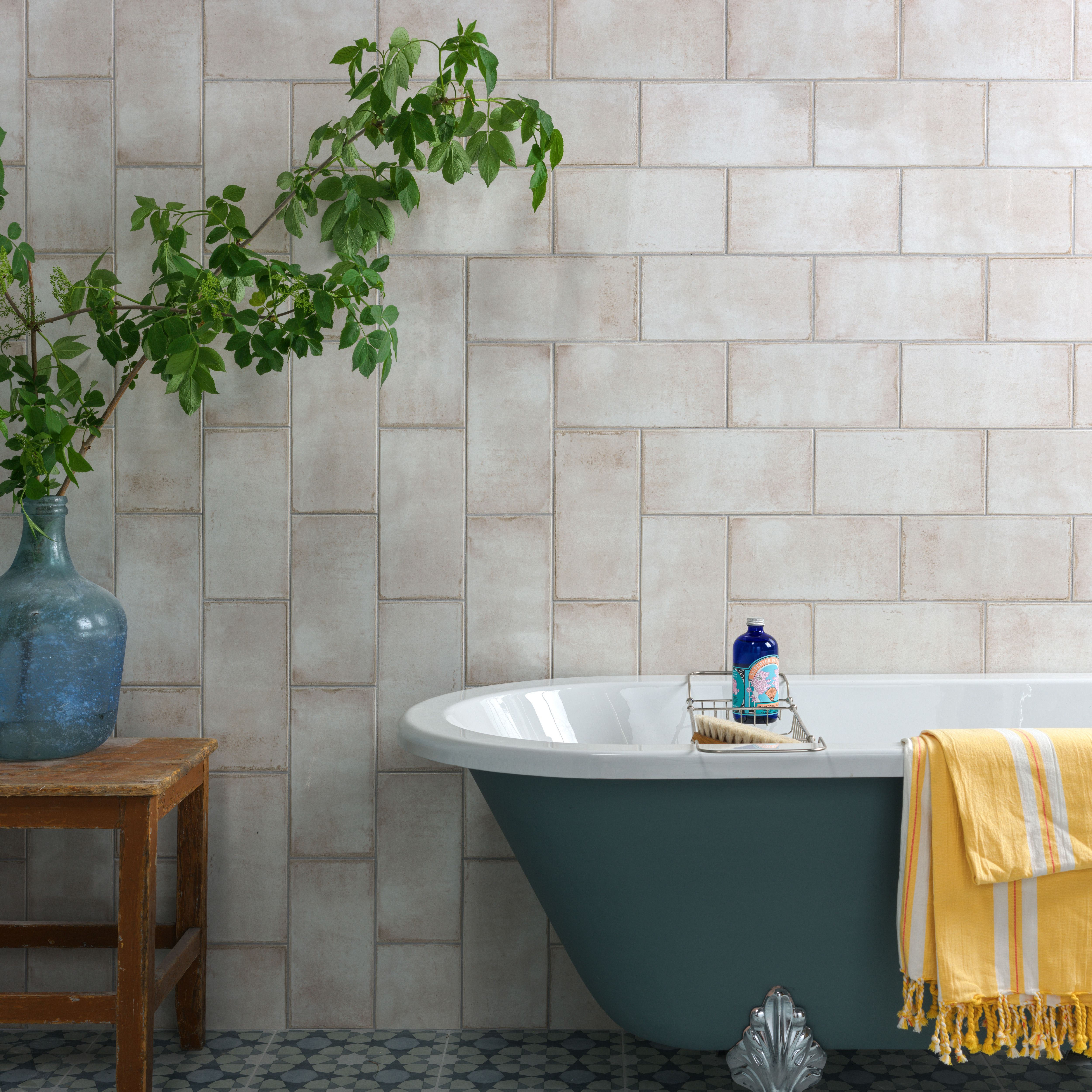 Ca’Pietra Digbeth Linen Gloss Brick Metallic effect Ceramic Indoor Wall ...