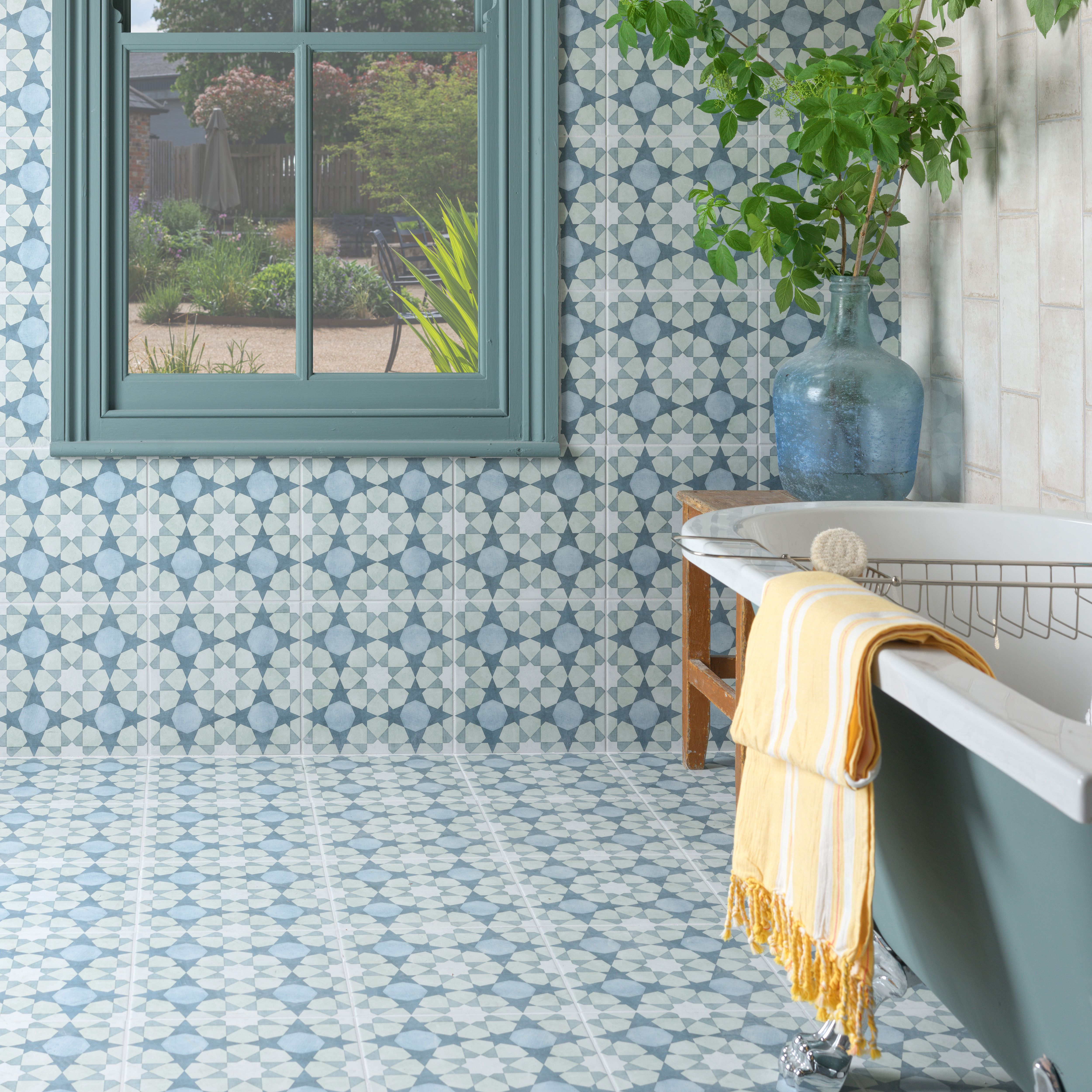 Ca’Pietra Nebula Night Sky Blue & Green Matt Porcelain Indoor Floor ...