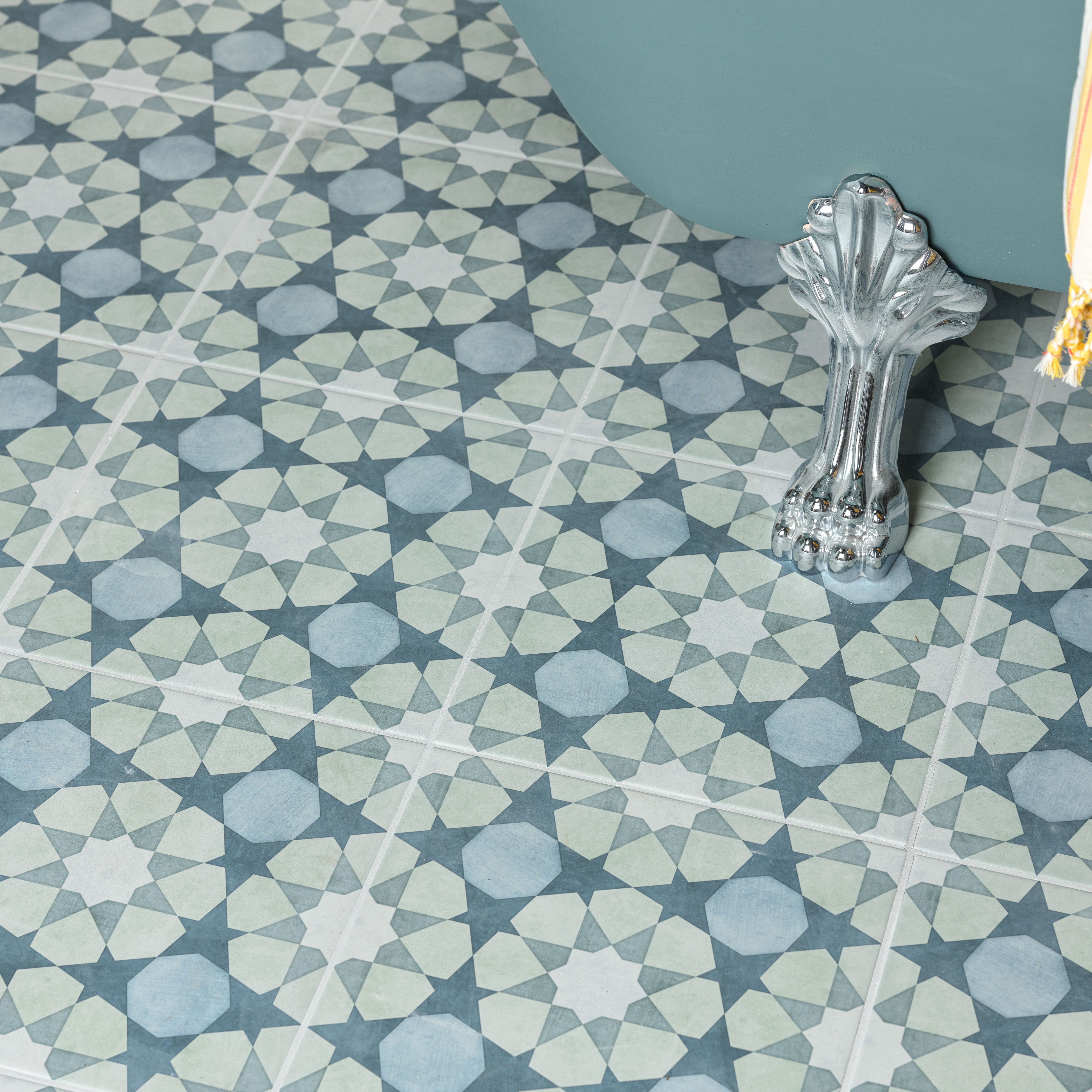 Ca’Pietra Nebula Night Sky Blue & Green Matt Porcelain Indoor Floor ...
