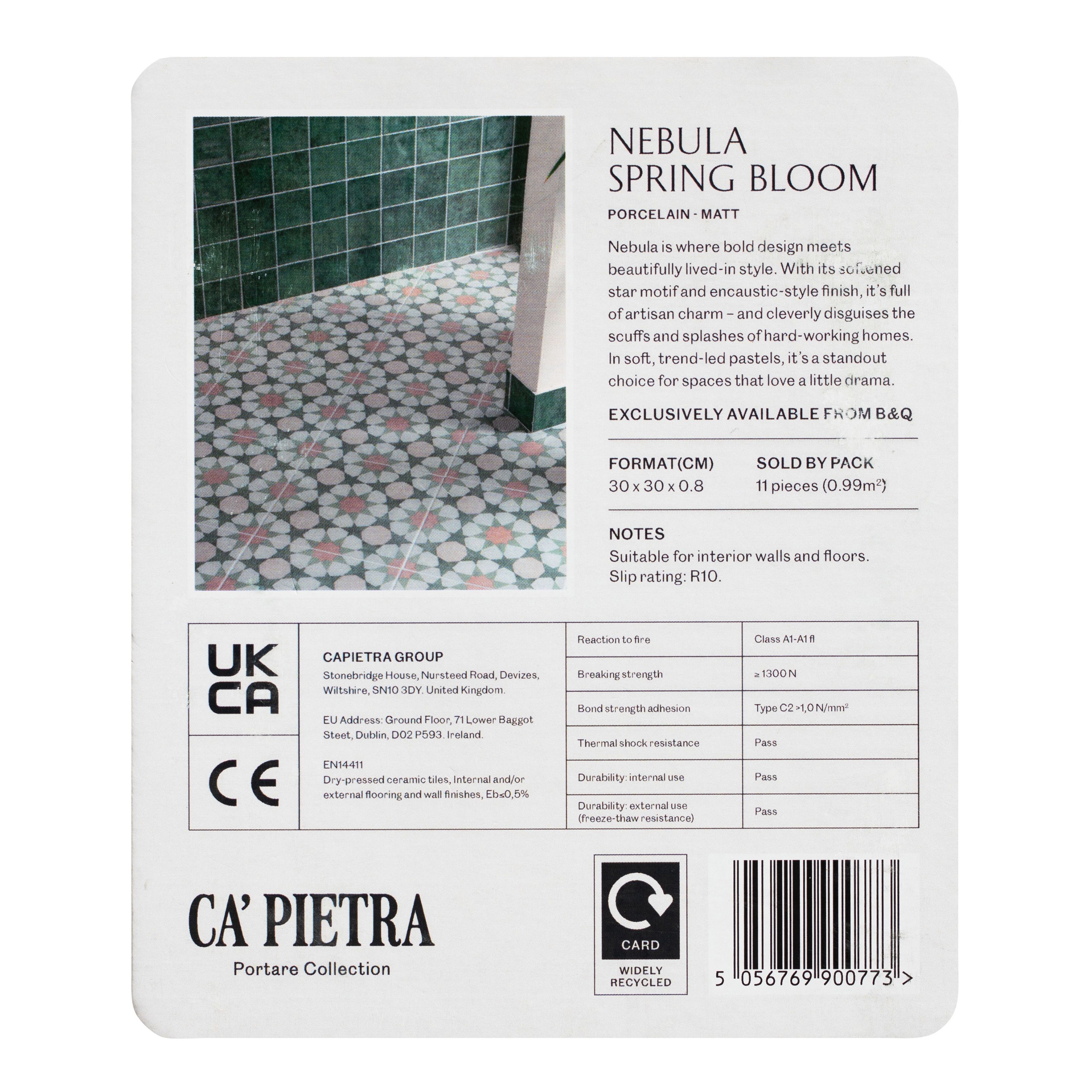 Ca’Pietra Nebula Spring Bloom Green & Pink Matt Porcelain Indoor Tile ...