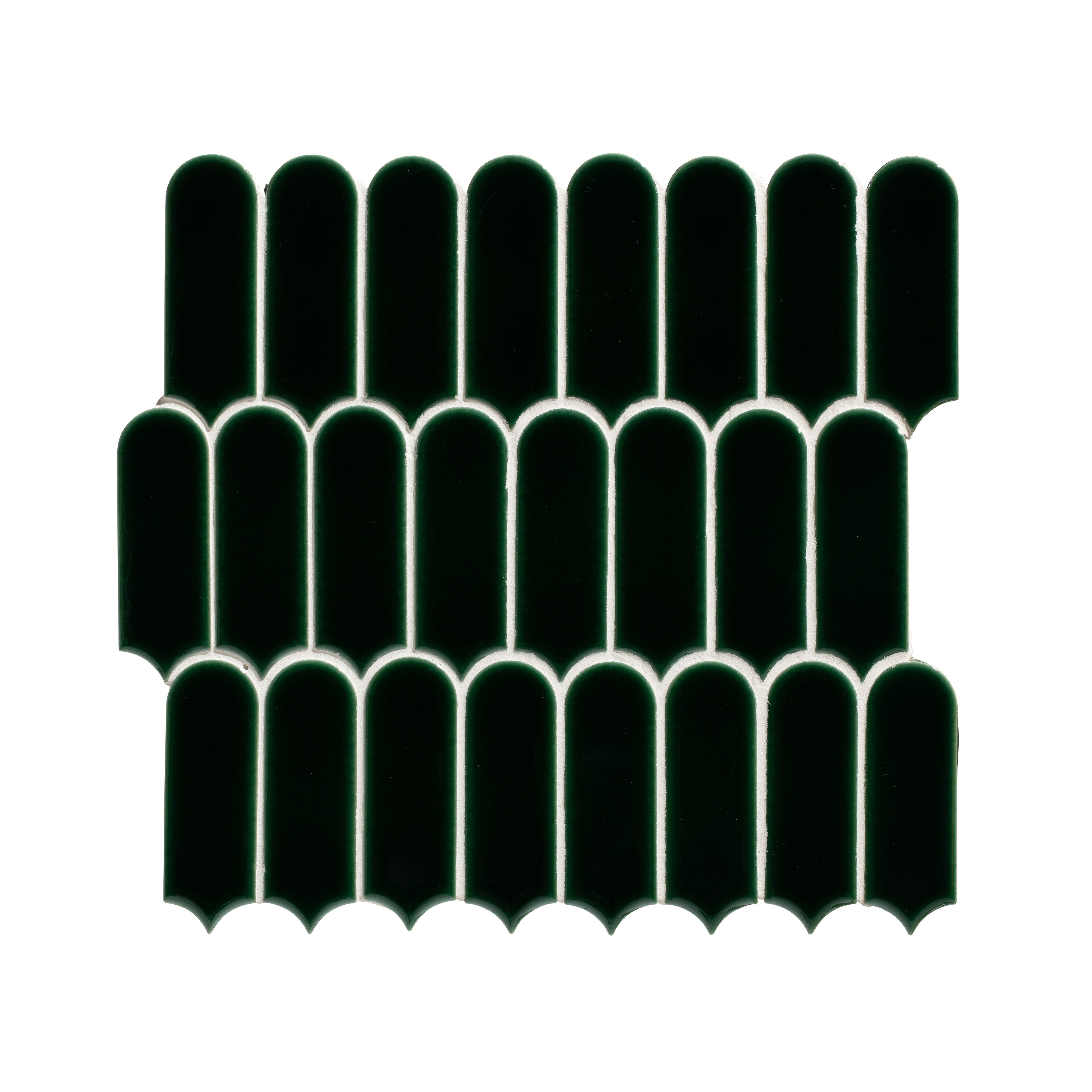 Ca’Pietra Portico Pine Green Gloss Feather Metallic effect Embossed ...
