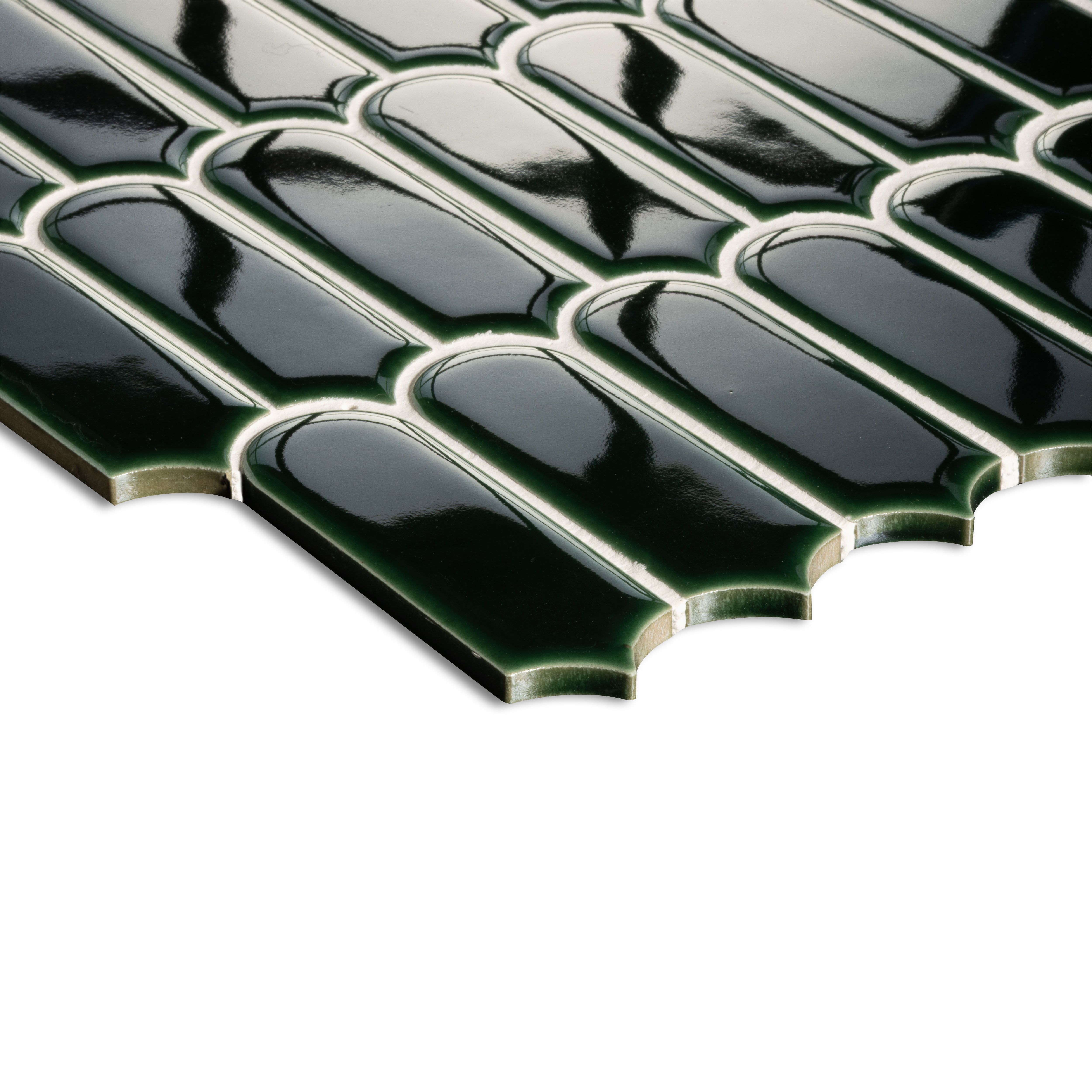 Ca’Pietra Portico Pine Green Gloss Feather Metallic effect Embossed ...