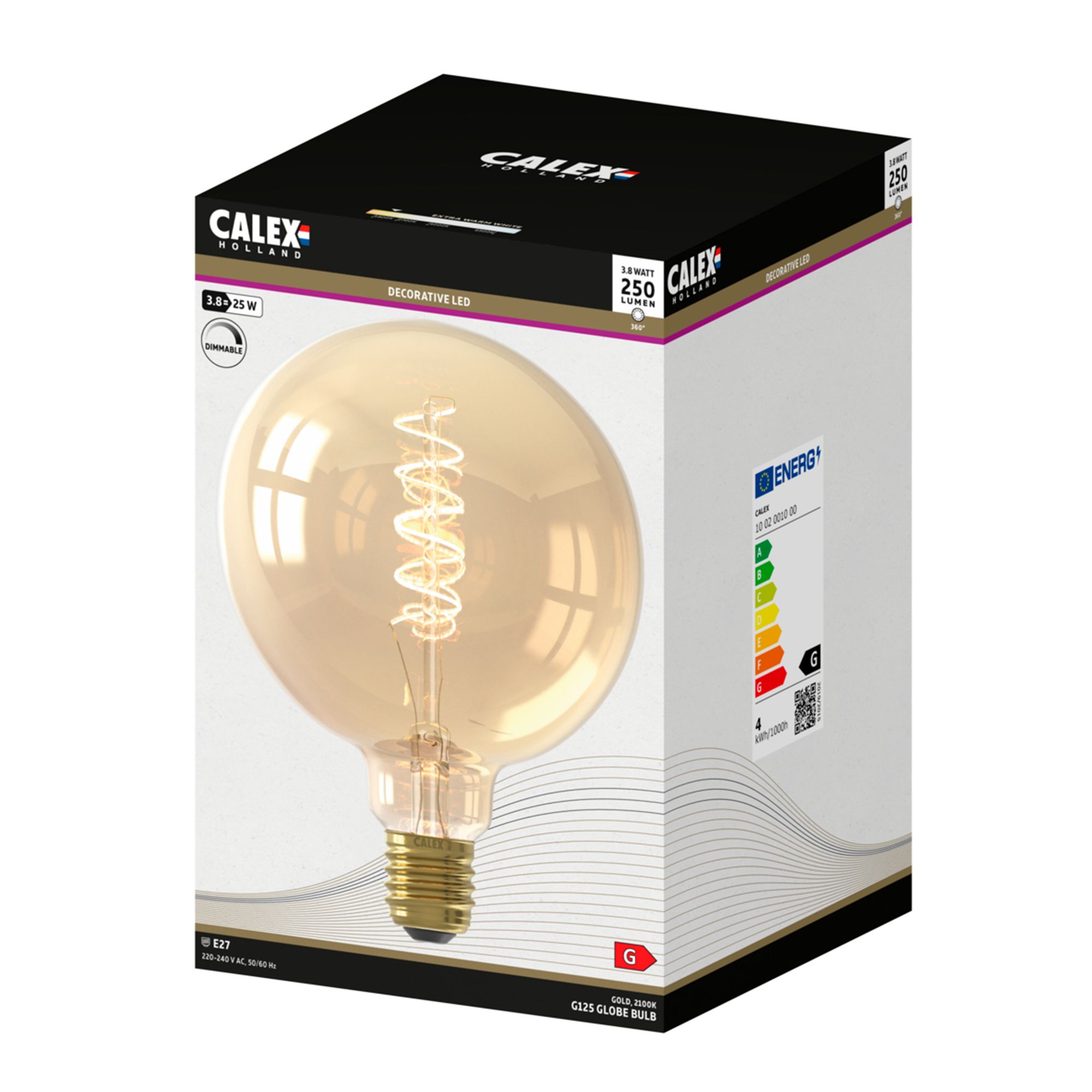 CALEX Lightbulb E27 0.25W 250lm 360° Clear Globe Warm white LED ...