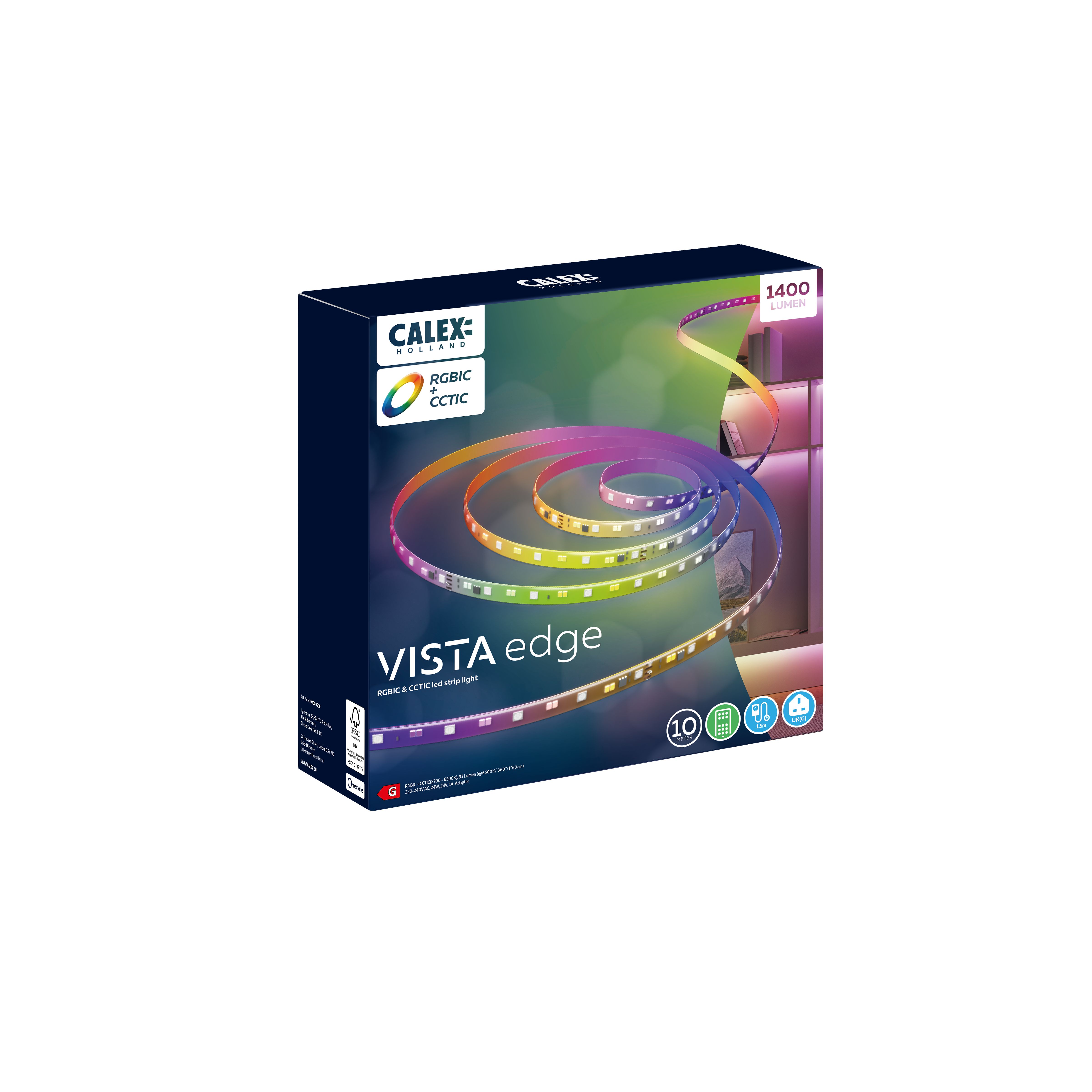 Calex Mains-powered LED Warm white & multicolour Strip light IP20 ...