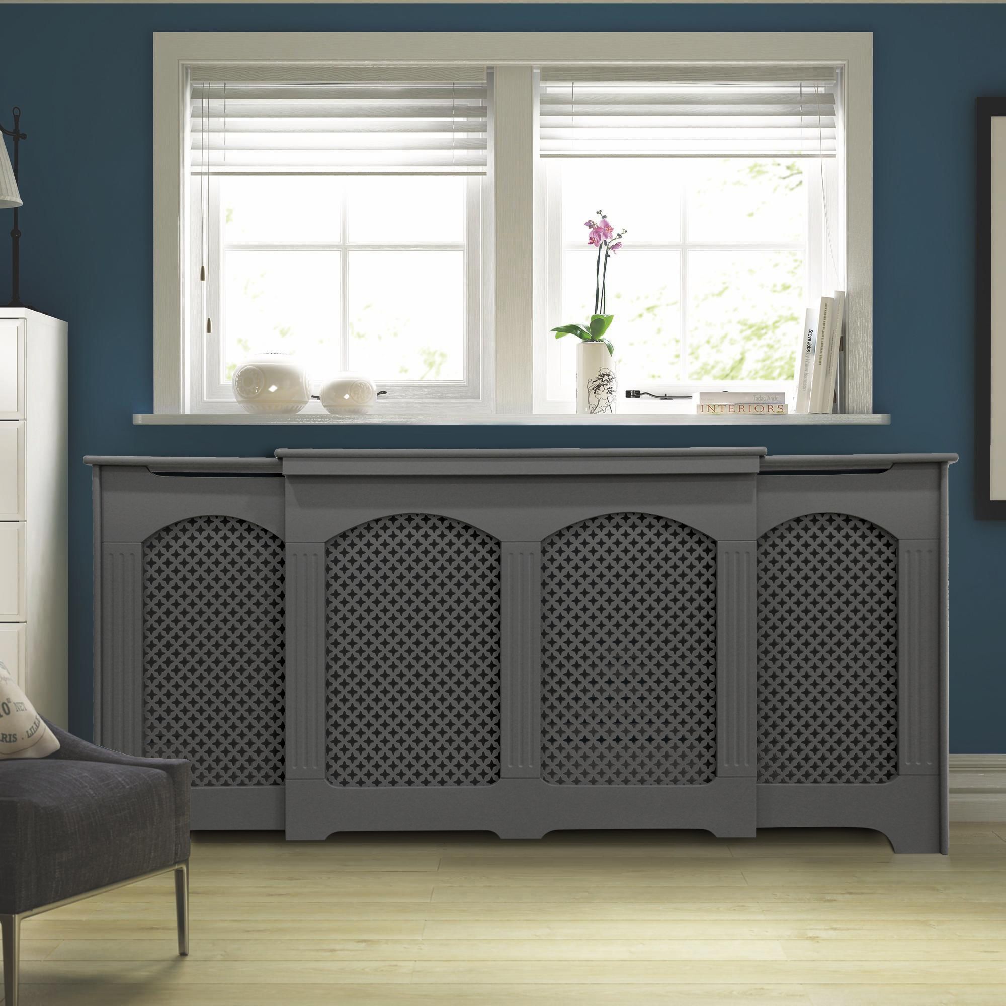 Cambridge Medium Grey Radiator cover 936mm(H) 2000mm(W) 220mm(D) | DIY ...