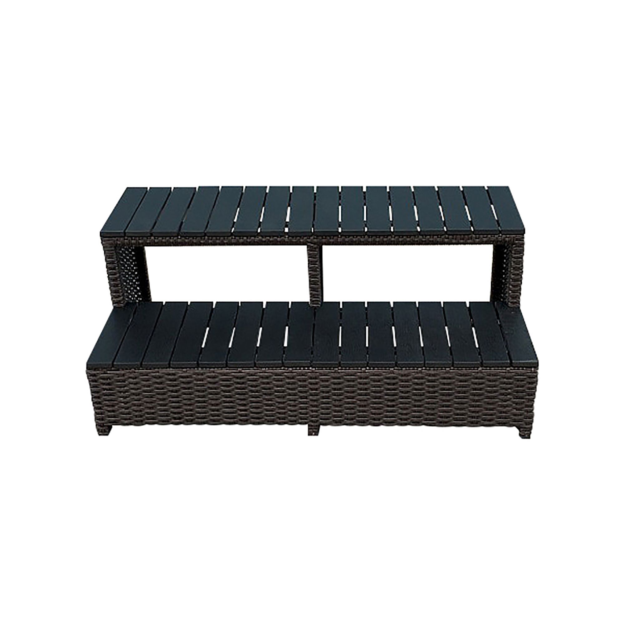 Canadian Spa Company Brown Rattan Rectangular Steps (D) 57cm x (H) 43cm