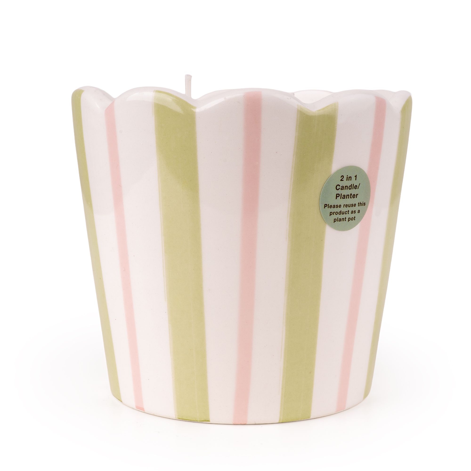 Candlelight Green, Pink & White Stripe Woodsage & Seasalt Small ...