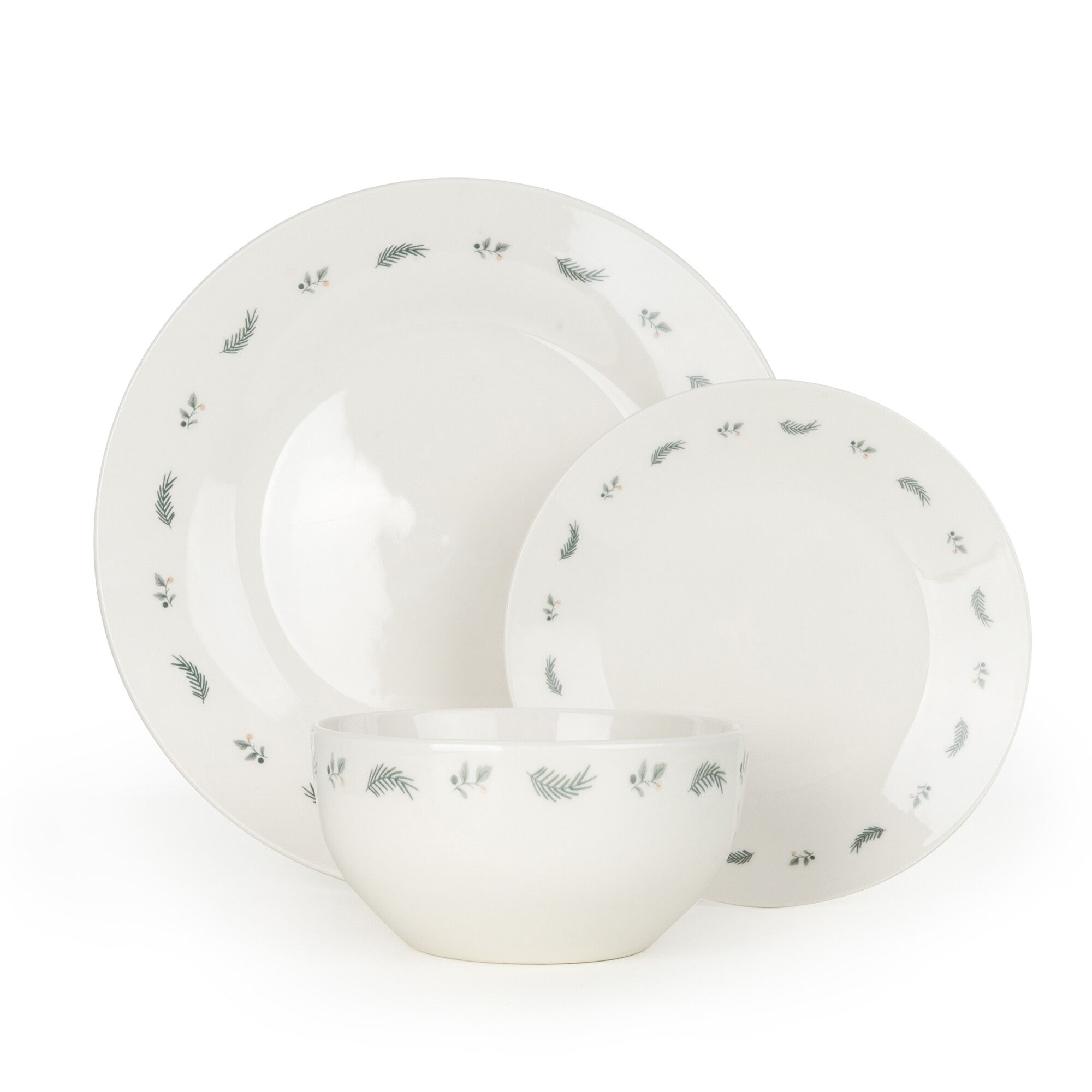 Candlelight Patterned White porcelain 12 piece Dinnerware set