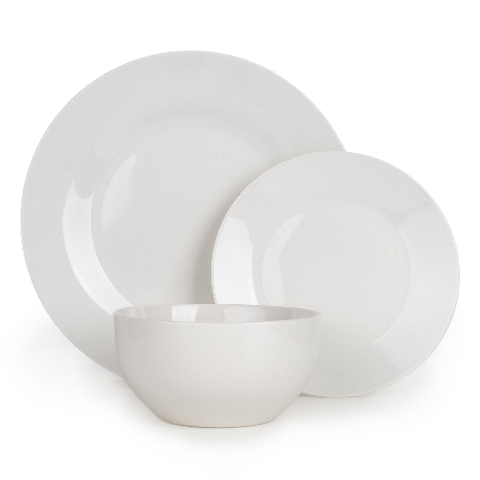 Candlelight Plain White porcelain 12 piece Dinnerware set