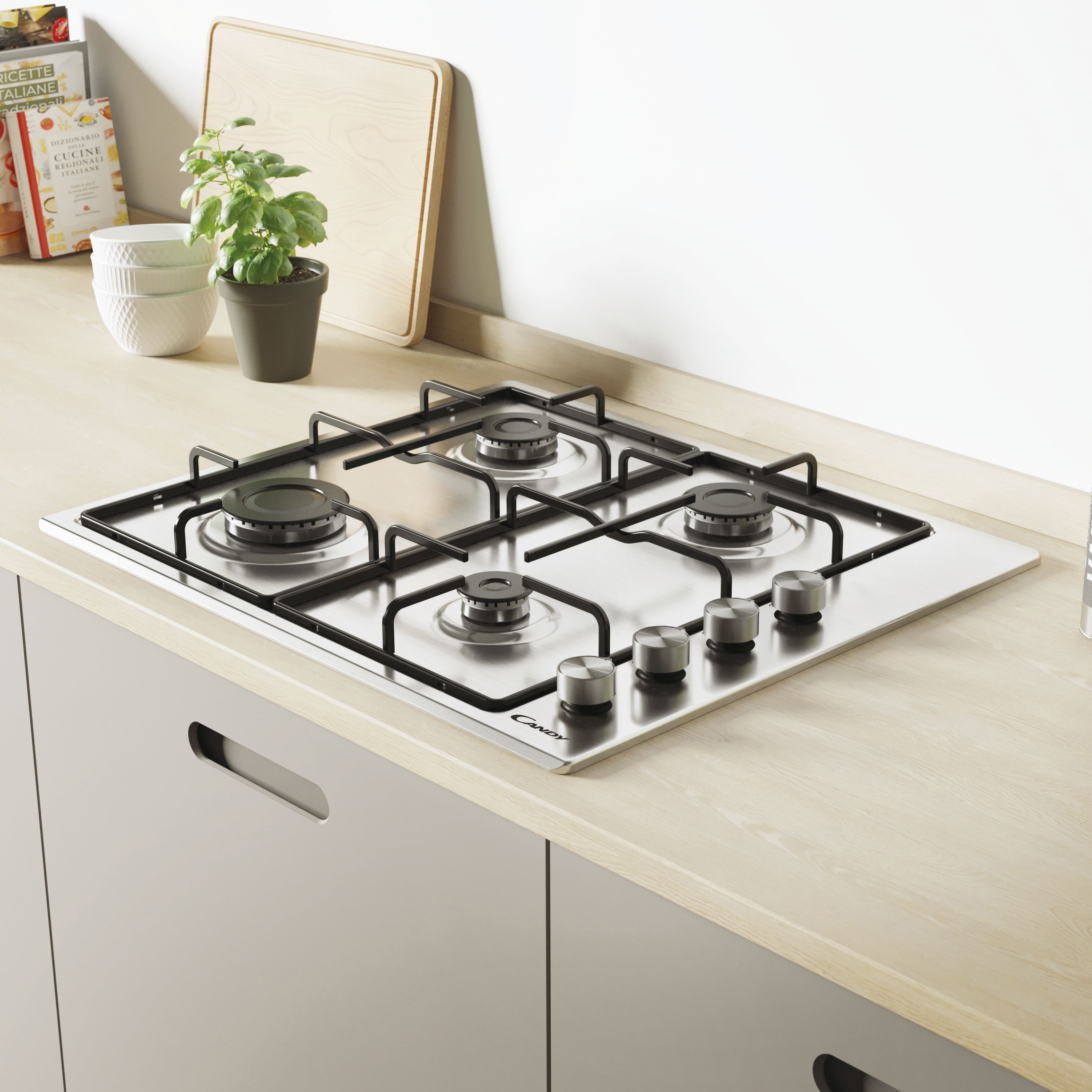 Candy New Timeless CHW6LPX - 33802800 59.5cm Gas Hob - Stainless Steel