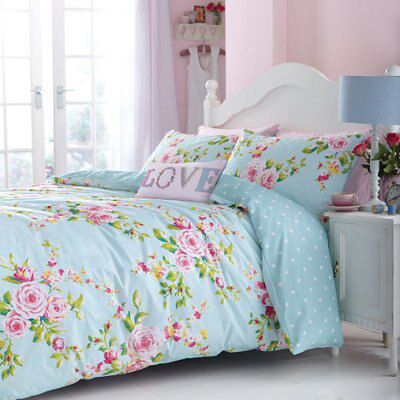 Canterbury Rose floral Blue Single Bedding set | DIY at B&Q