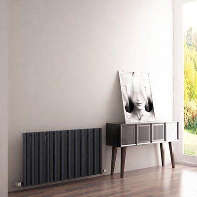 Carisa Barkod Anthracite Horizontal Designer Radiator, (W)1010mm x (H ...