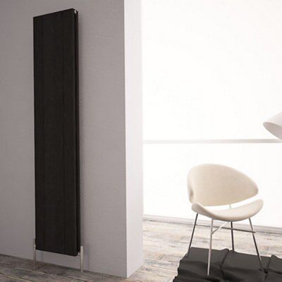 Carisa Monza Black Vertical Designer Radiator, (W)375mm x (H)1800mm ...