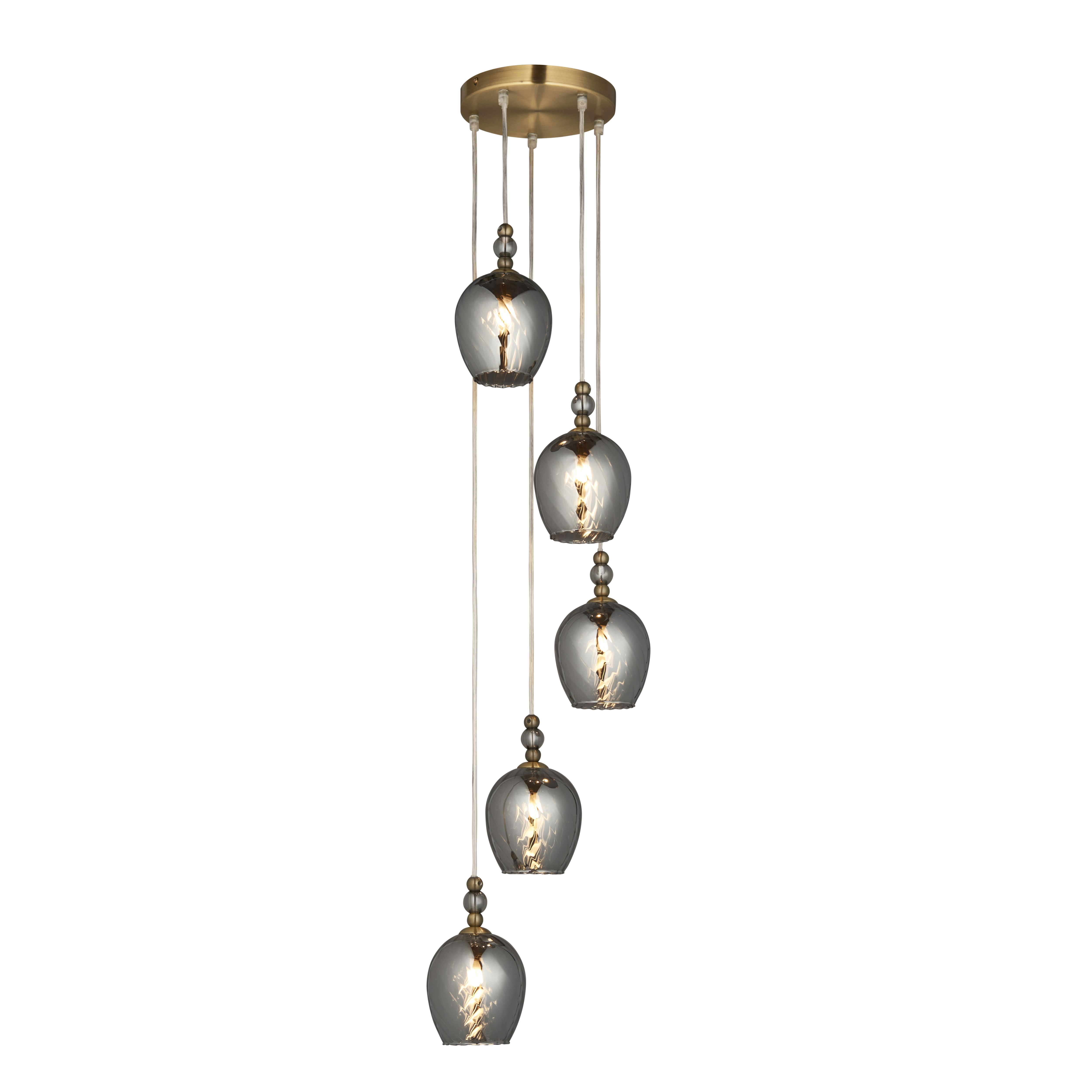 Carla Contemporary Antique brass effect 5 Lamp LED Pendant ceiling ...