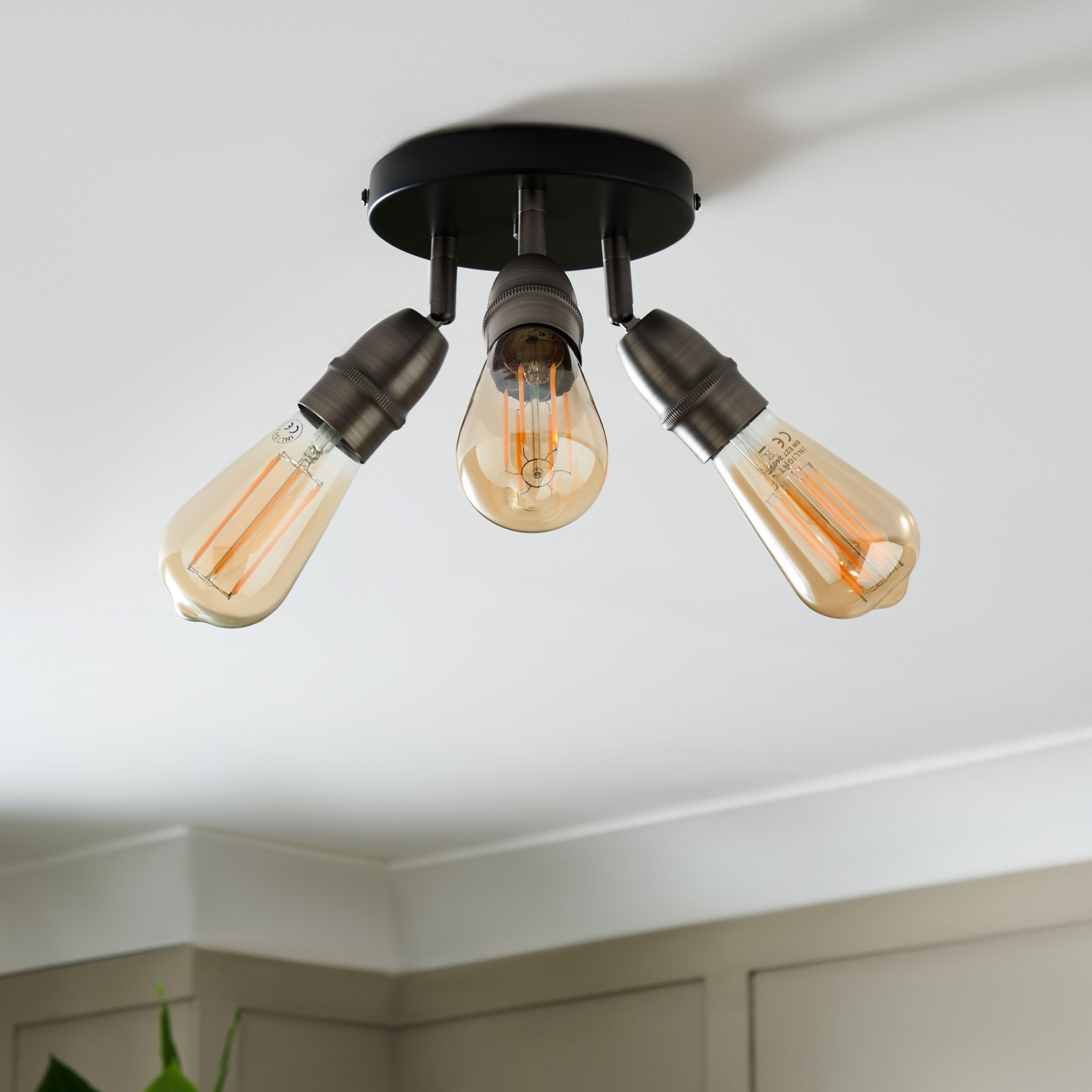 Catalyst Pewter & black Gunmetal effect 3 Light Spotlight